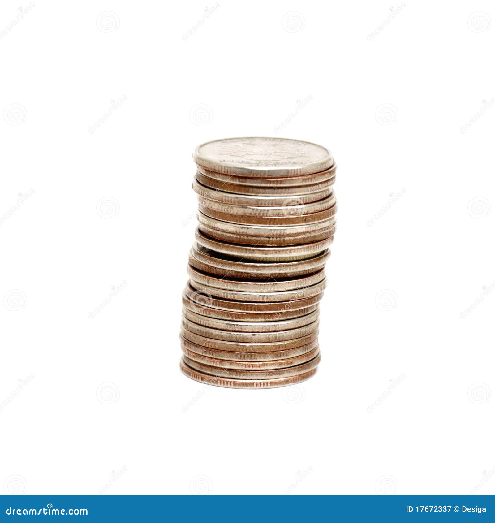 Stack of coins isolated stock image. Image of monetary - 17672337