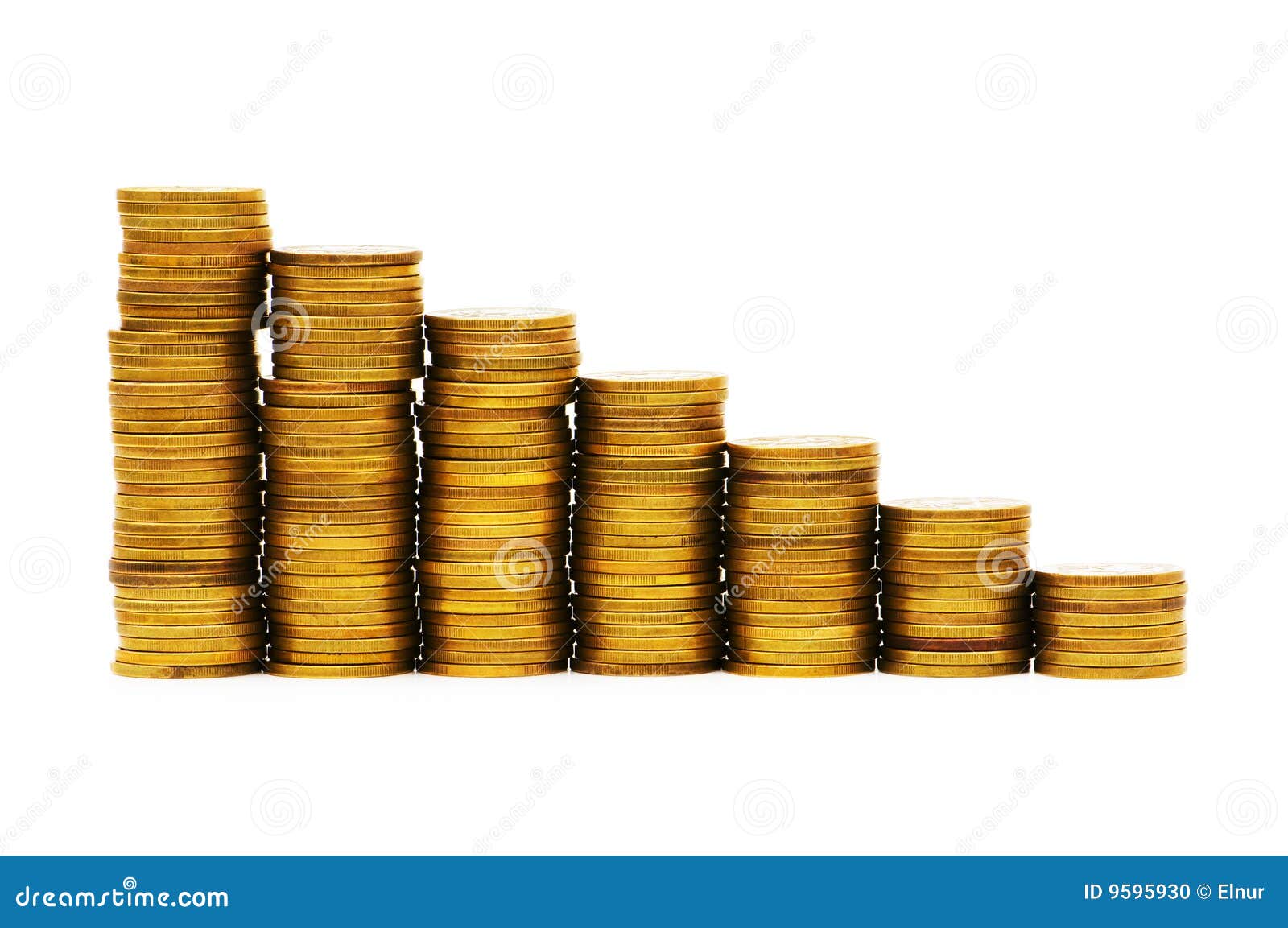 Stack of coins isolated stock photo. Image of currency - 9595930