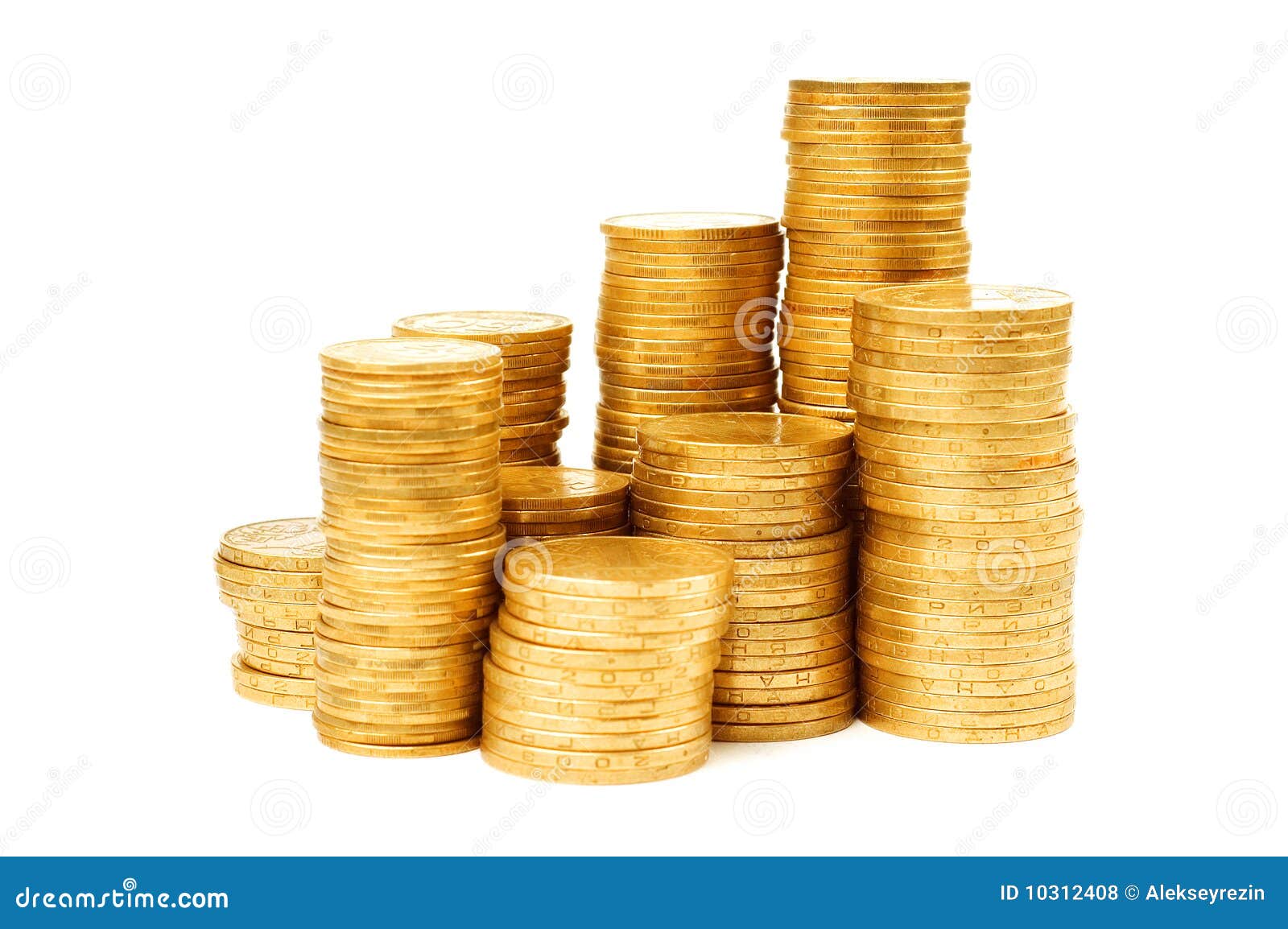 Stack of Coins Isolated on White Stock Photo - Image of concept ...