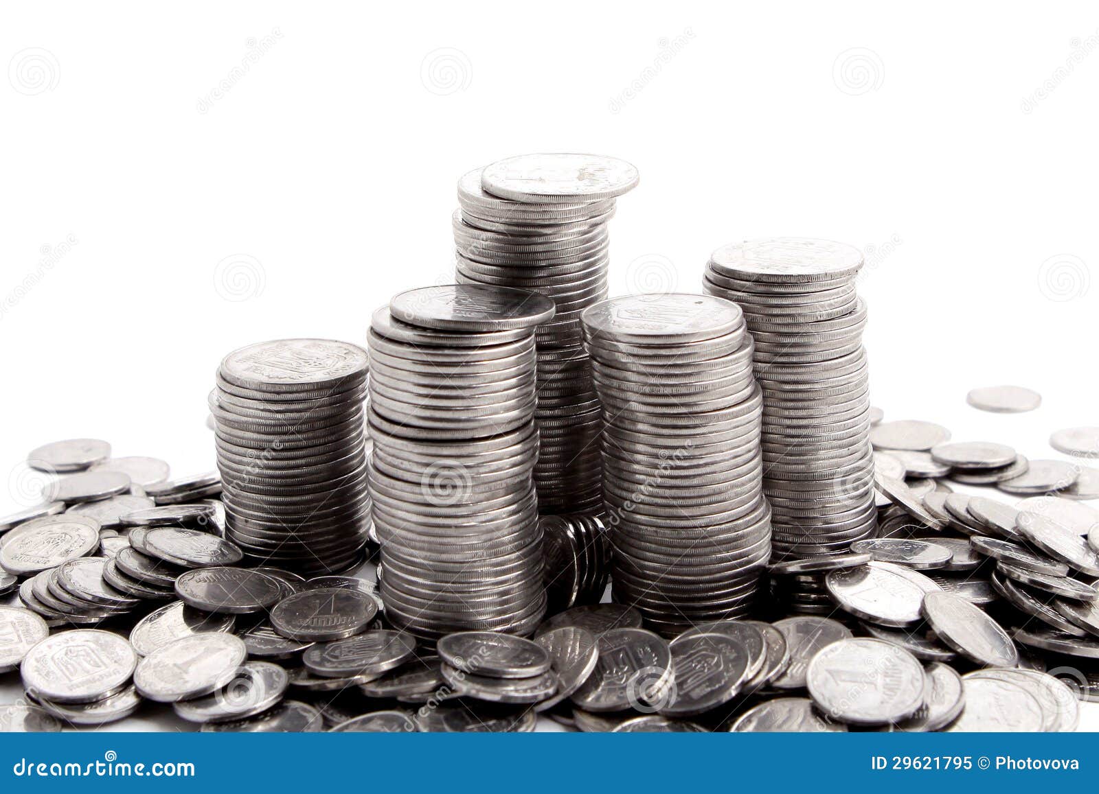 Stack of Coins Isolated on a White Stock Image - Image of pile ...