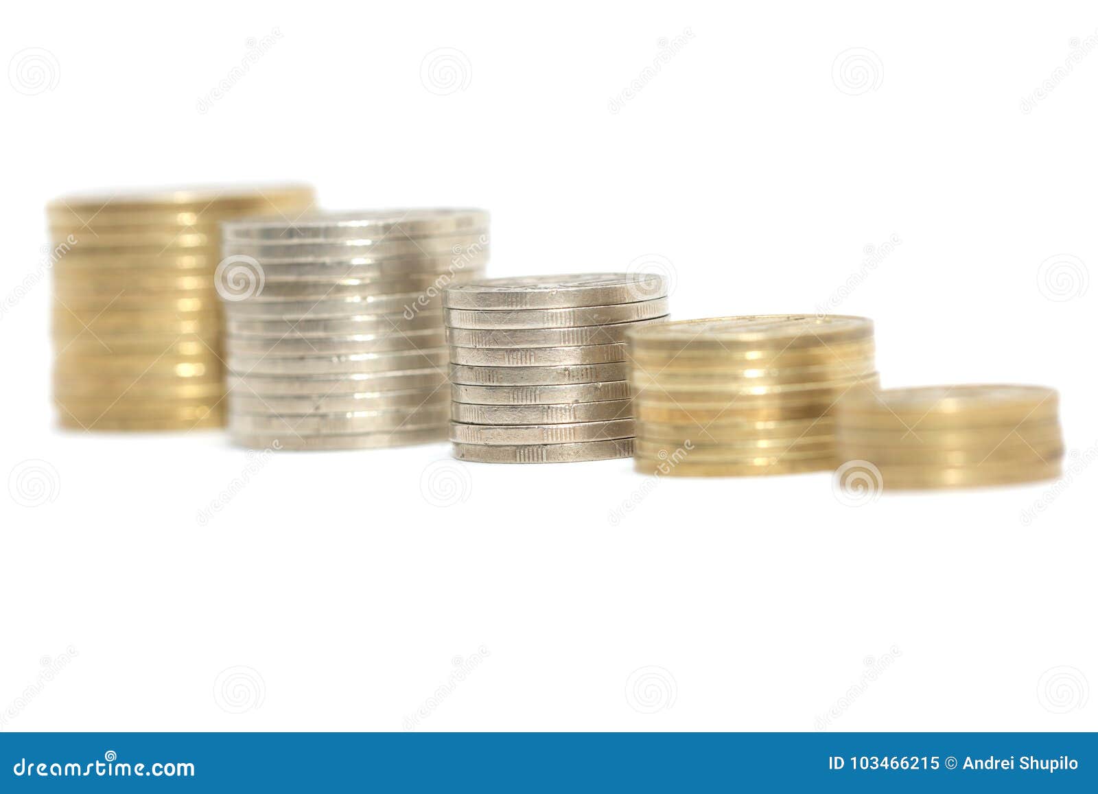 Stack of Coins Isolated on a White Background Stock Image - Image of ...