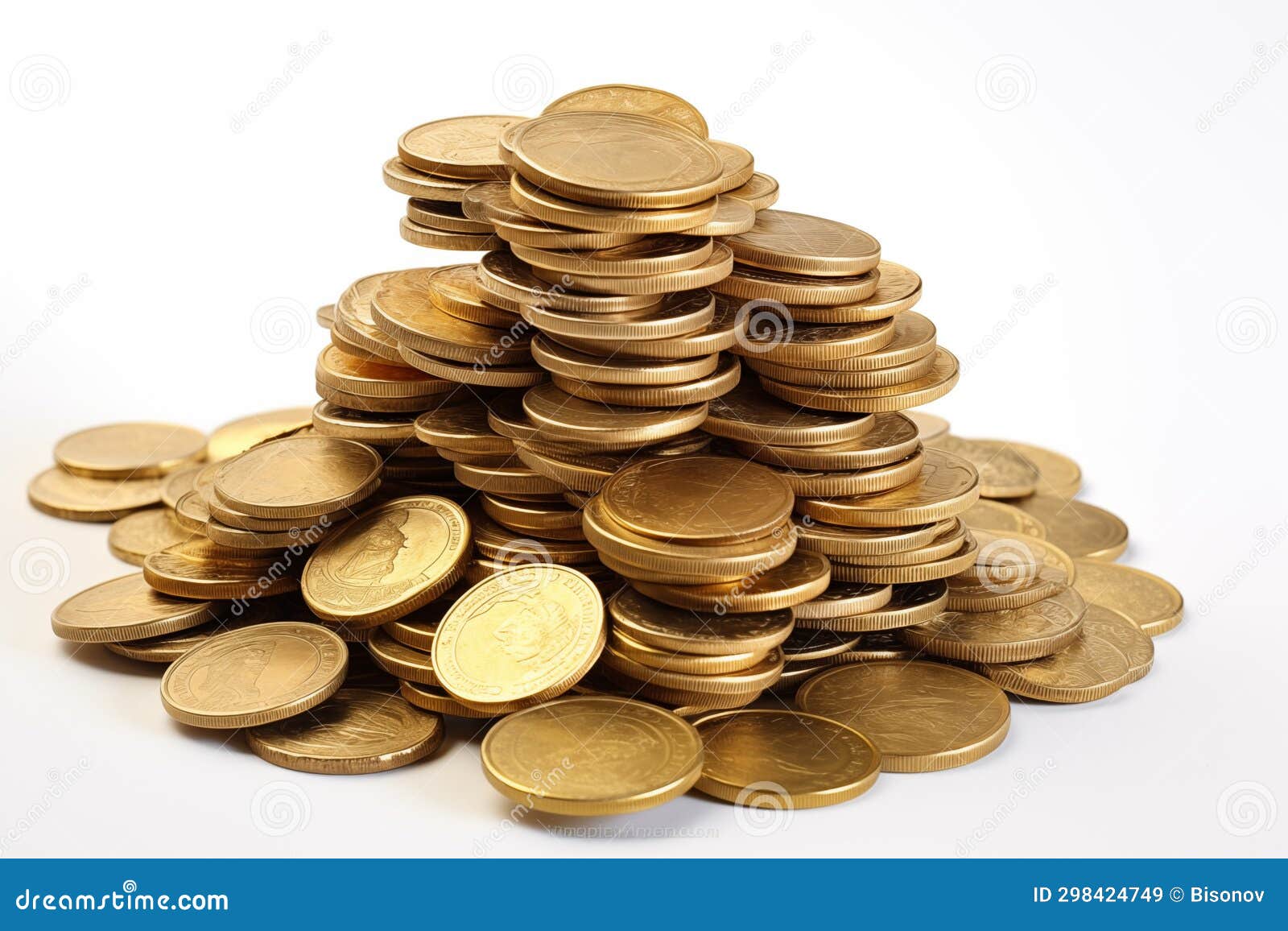 Stack of Coins Isolated on White Background Stock Image - Image of ...