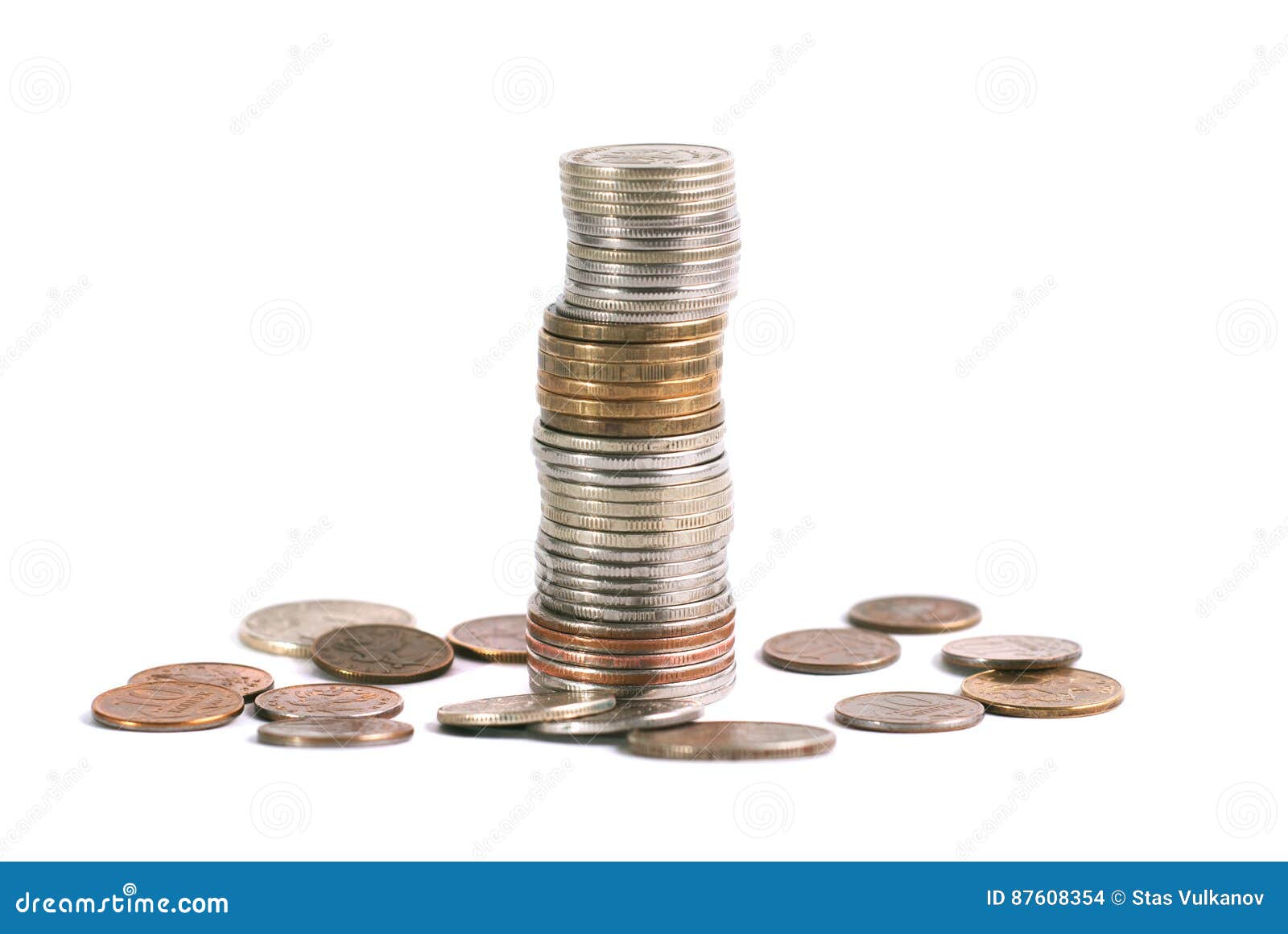 Stack of Coins Isolated on a White Background Stock Photo - Image of ...