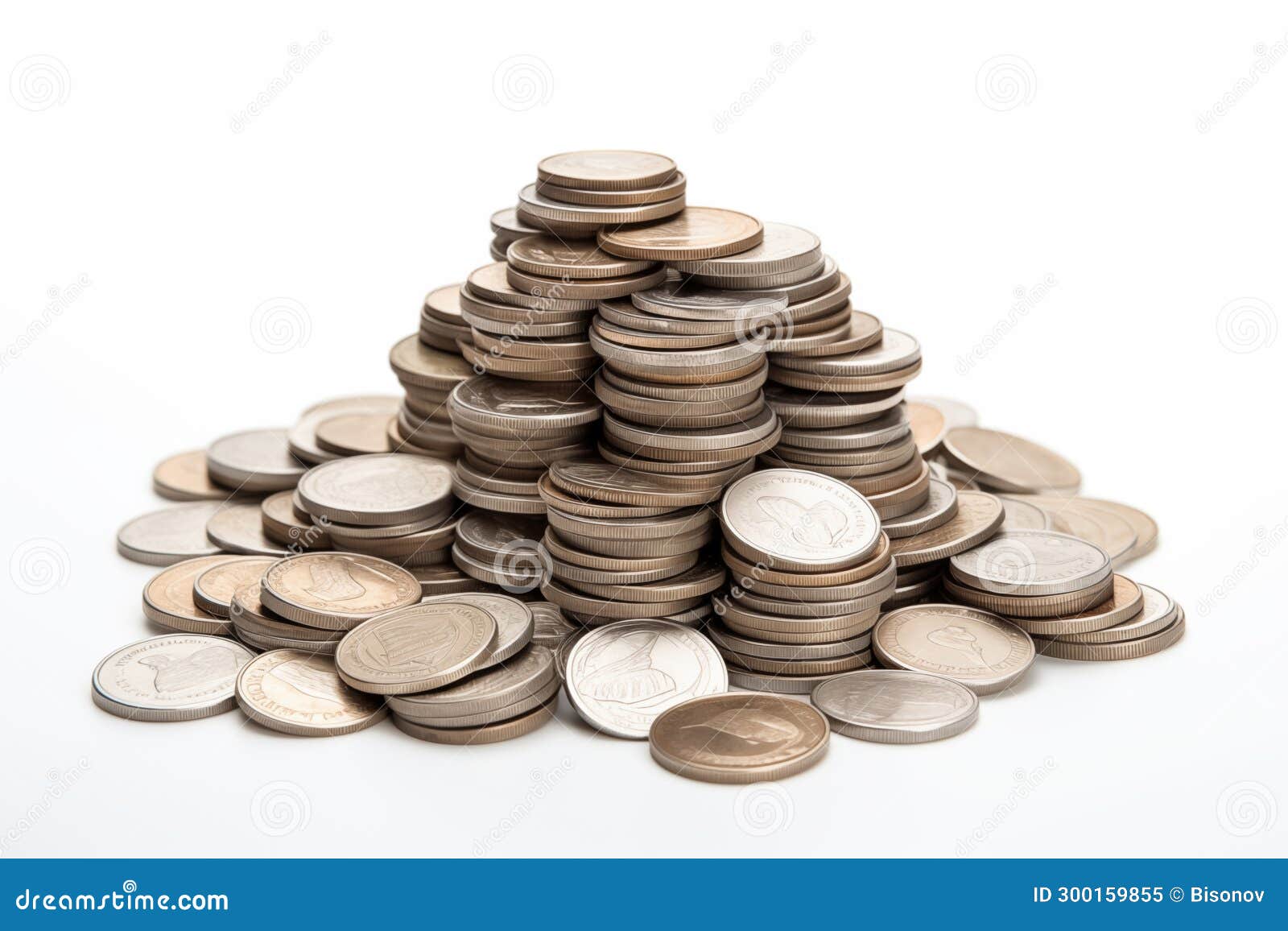 Stack of Coins Isolated on White Background Stock Image - Image of ...