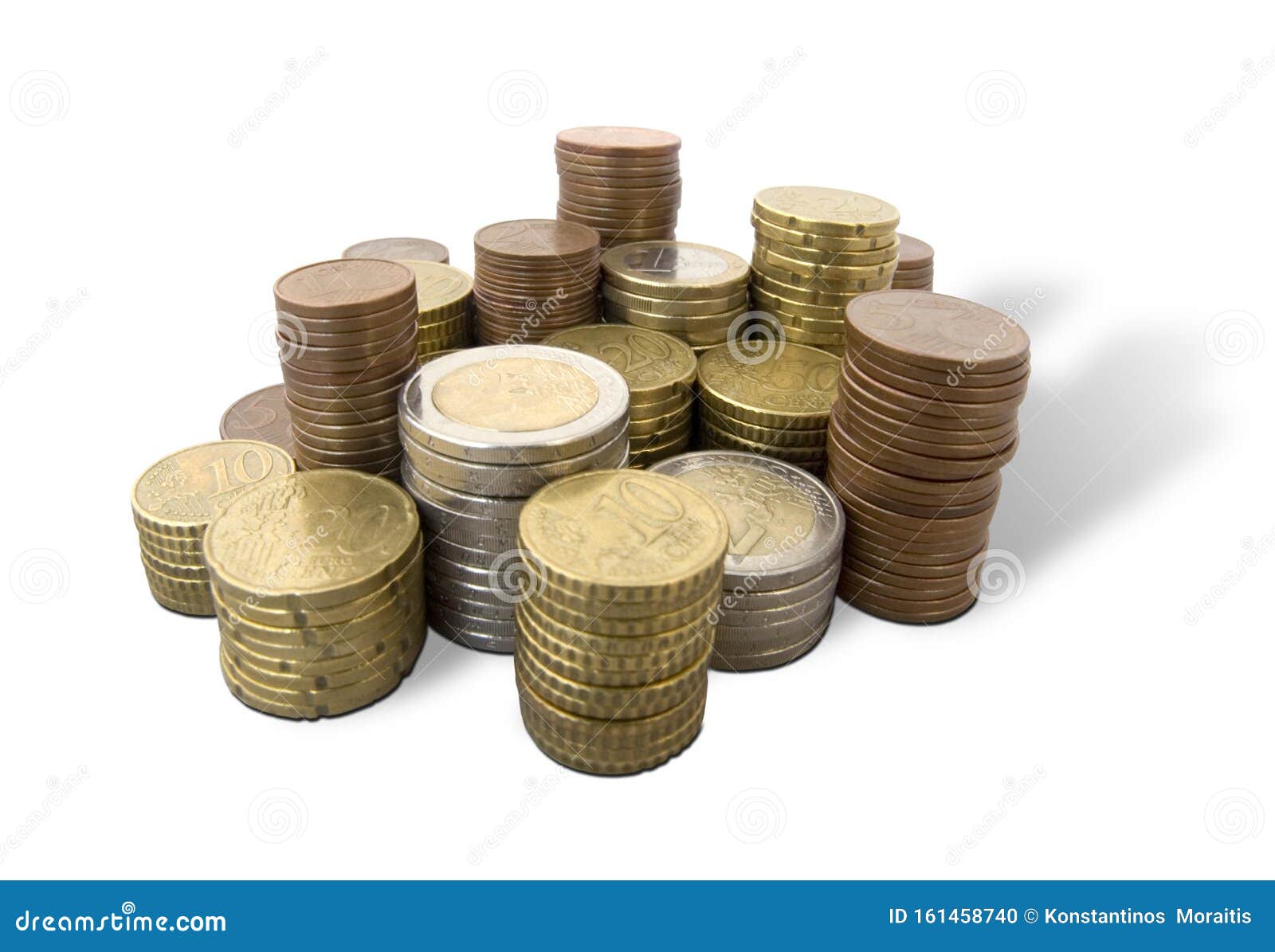 Stack with Coins Isolated on White Stock Photo - Image of euro, savings ...