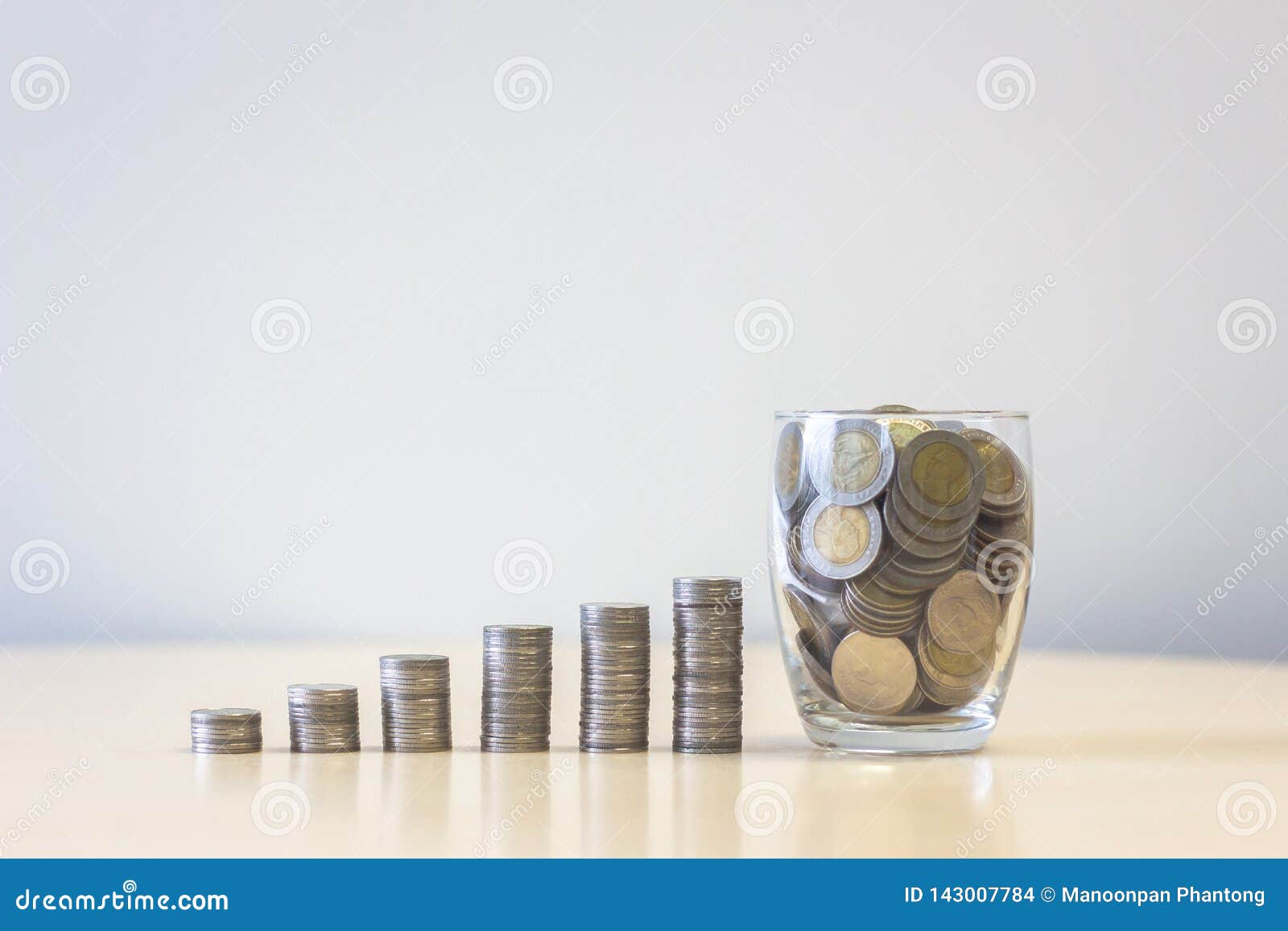 Stack of Coins with Jar Money Stack Step Growing Growth Stock Photo ...