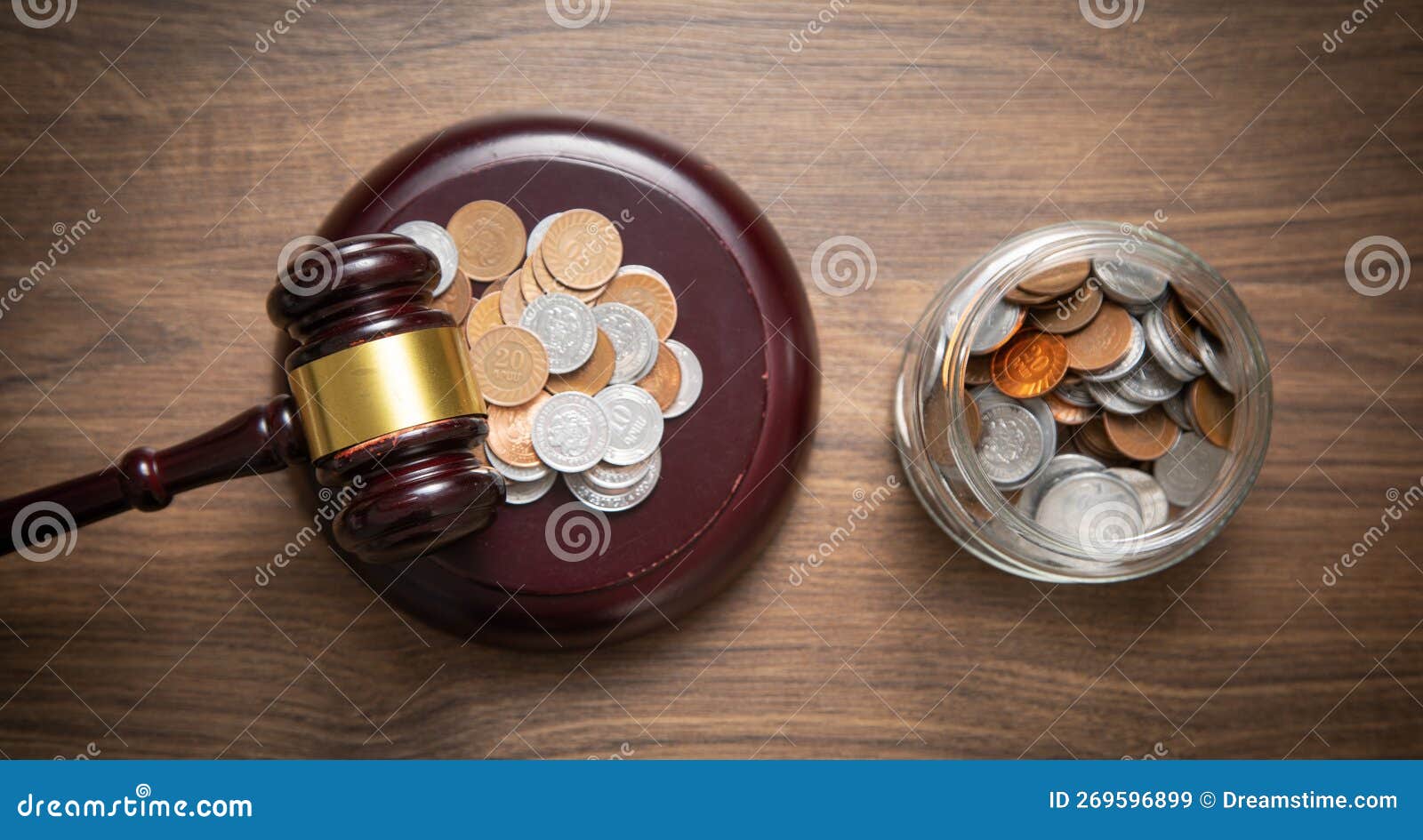 Stack of Coins with Judge Gavel Stock Image - Image of gavel, hammer ...