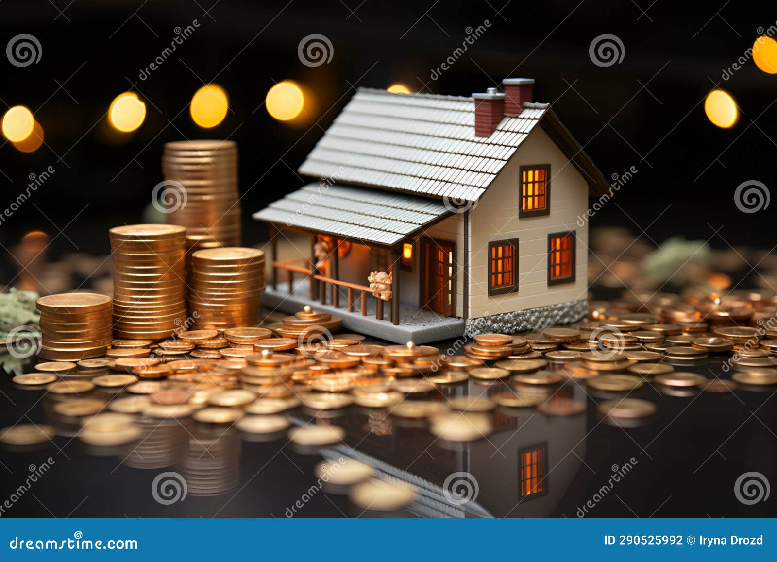 Stack Coins and Model Wooden House, Saving and Manage Money for ...