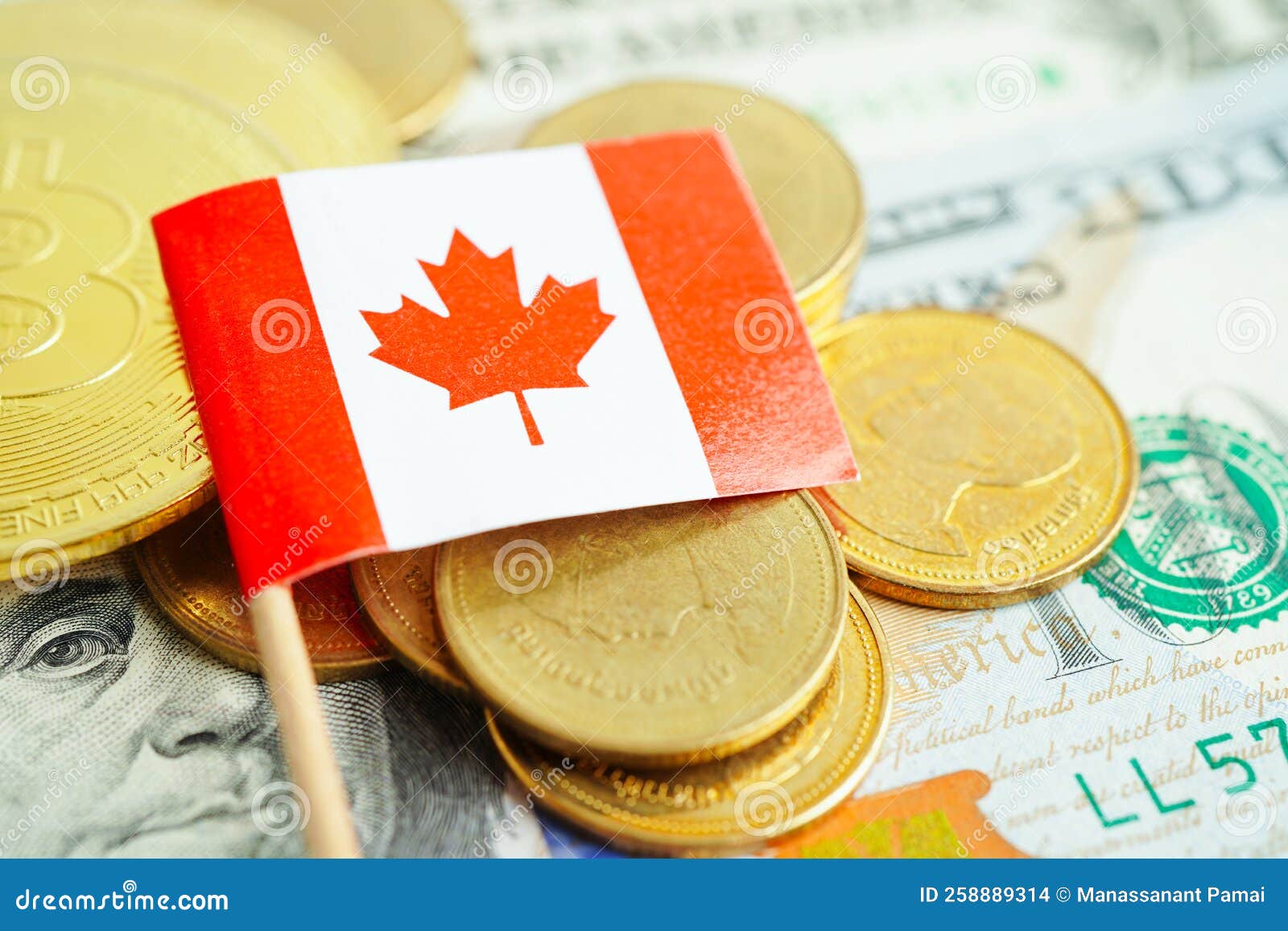 Stack of Coins Money with Canada Flag, Finance Banking Concept Stock ...