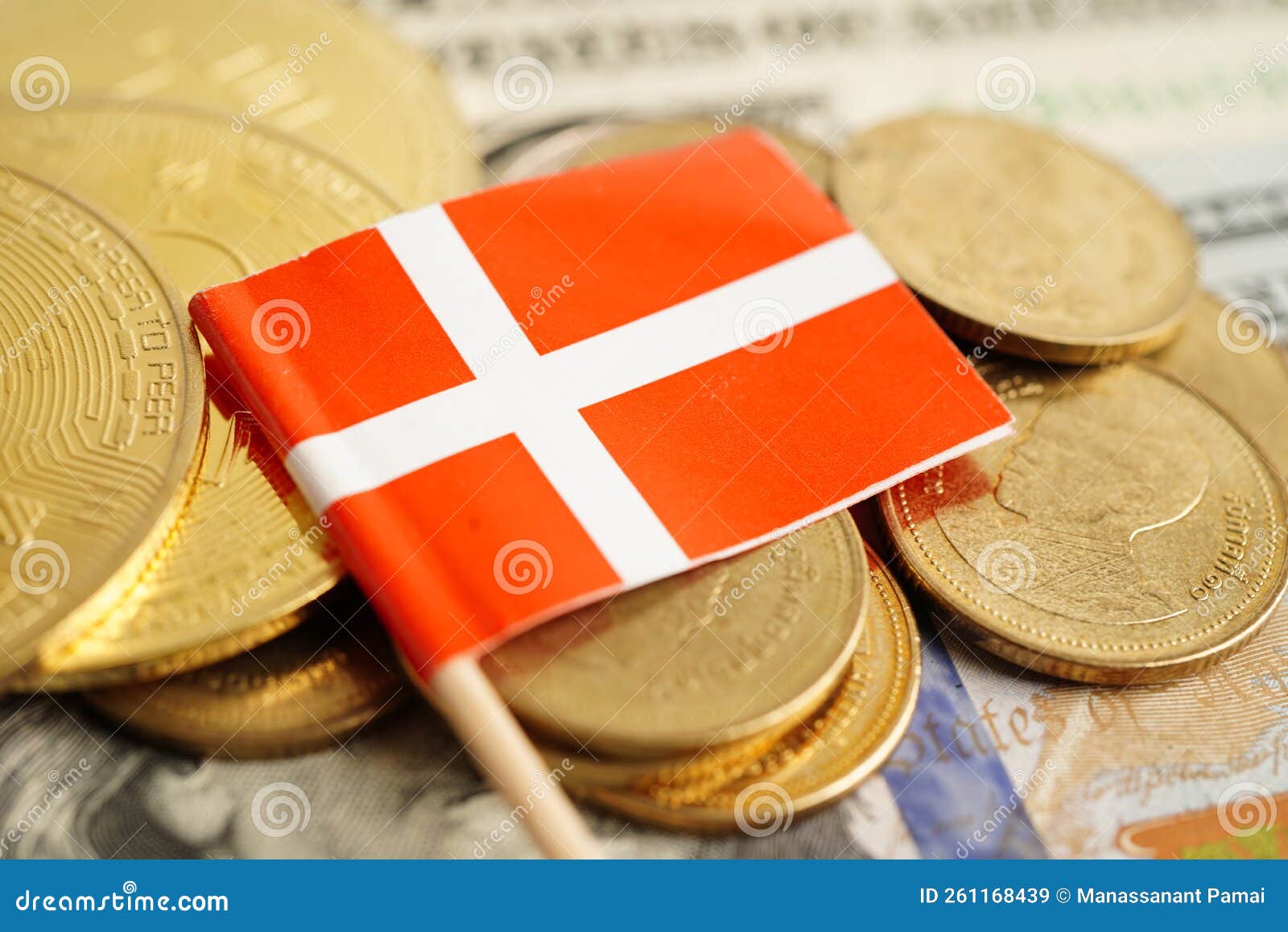 Stack of Coins Money with Denmark Flag, Finance Banking Concept Stock ...