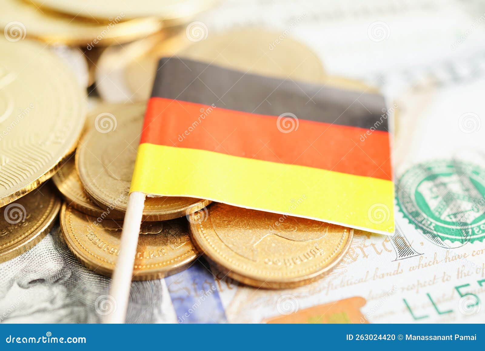 Stack of Coins Money with Germany Flag, Finance Banking Concept Stock ...