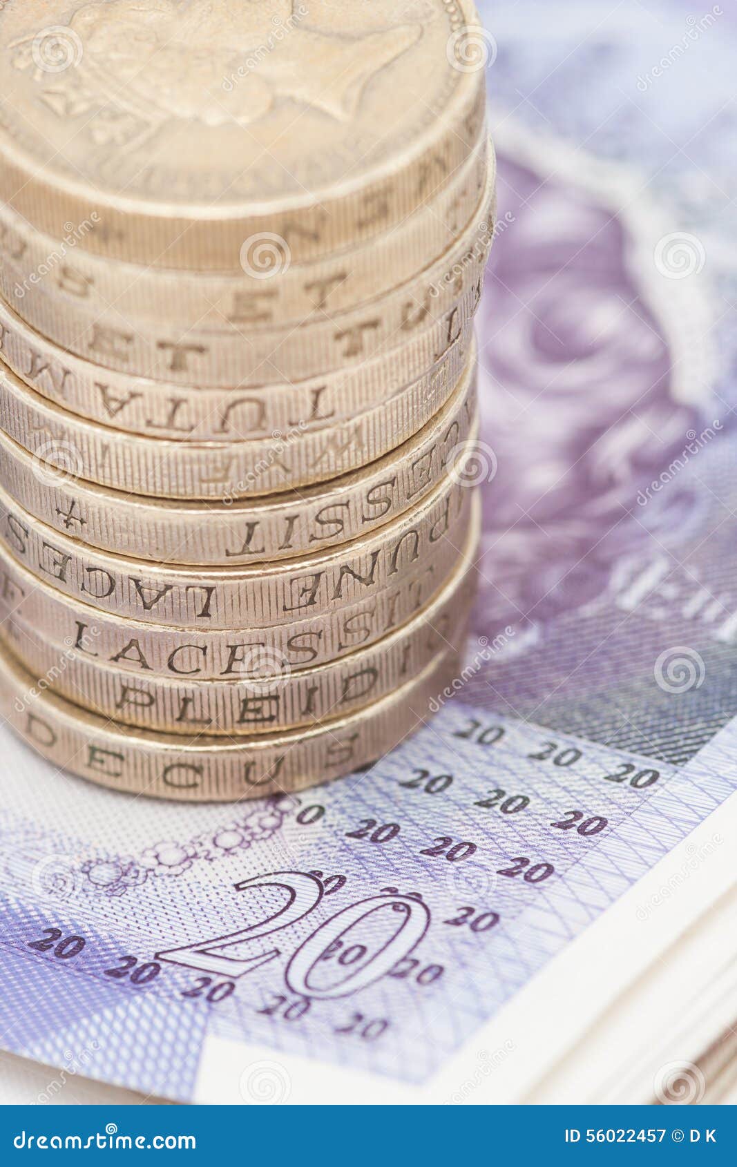 Stack of Coins on Notes editorial photography. Image of column - 56022457