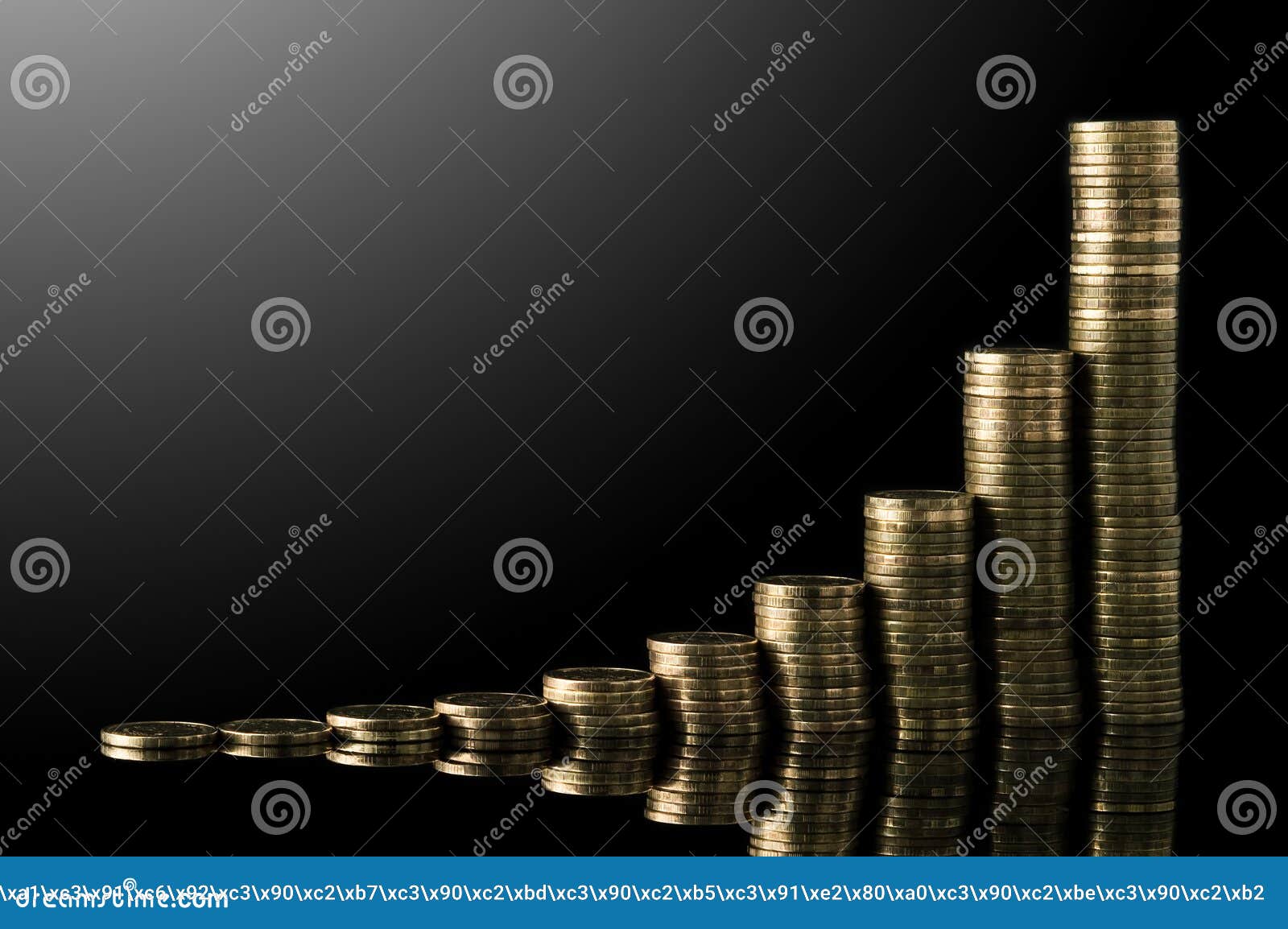 Stack of Coins Over Black Background Stock Photo - Image of market ...