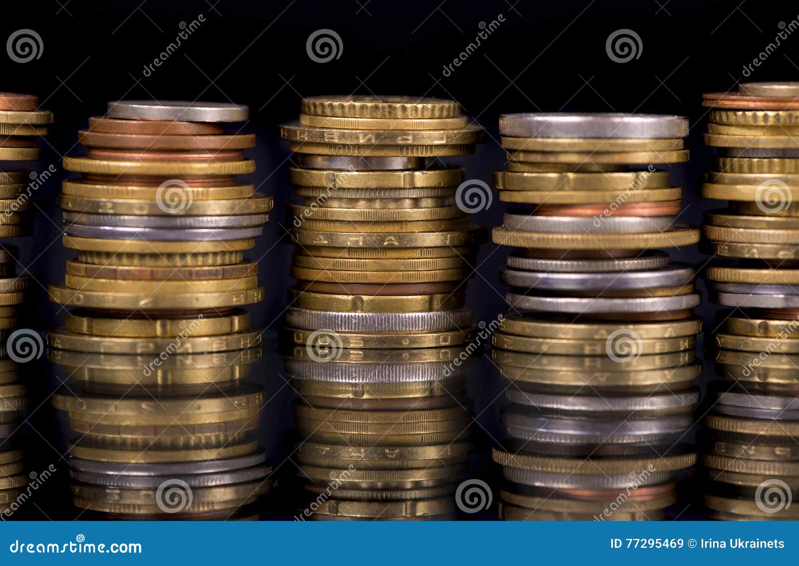 Stack Coins Over Black Background Stock Image - Image of debt, business ...