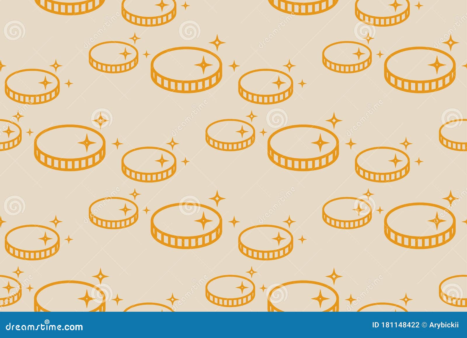Stack of Coins Pattern. Vector Stock Vector - Illustration of outline ...