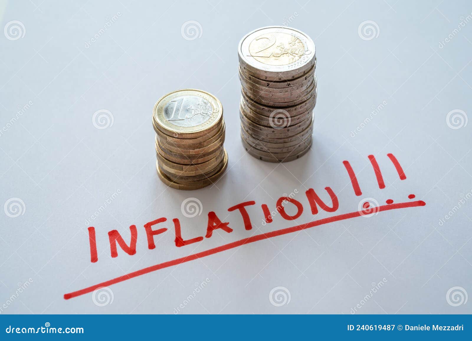 Stack of Coins and Red `inflation` Text. Price Increase. Stock Image ...