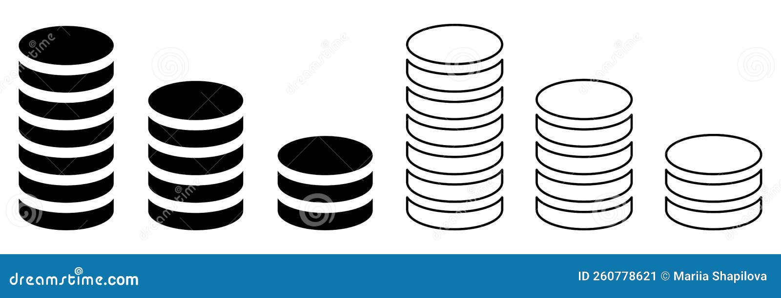 Stack of coins set stock vector. Illustration of salary - 260778621