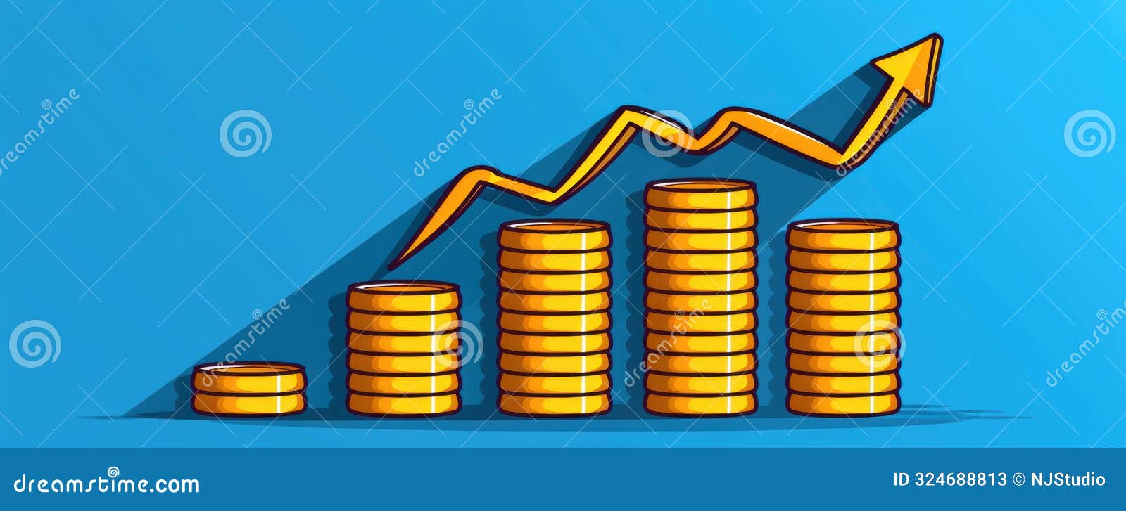 A Stack of Coins is Shown with a Line Going Up, Indicating a Rise in ...