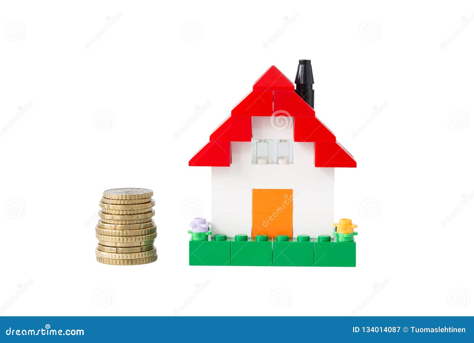 Coins and House Made of Toy Bricks Stock Image - Image of concept, coin ...