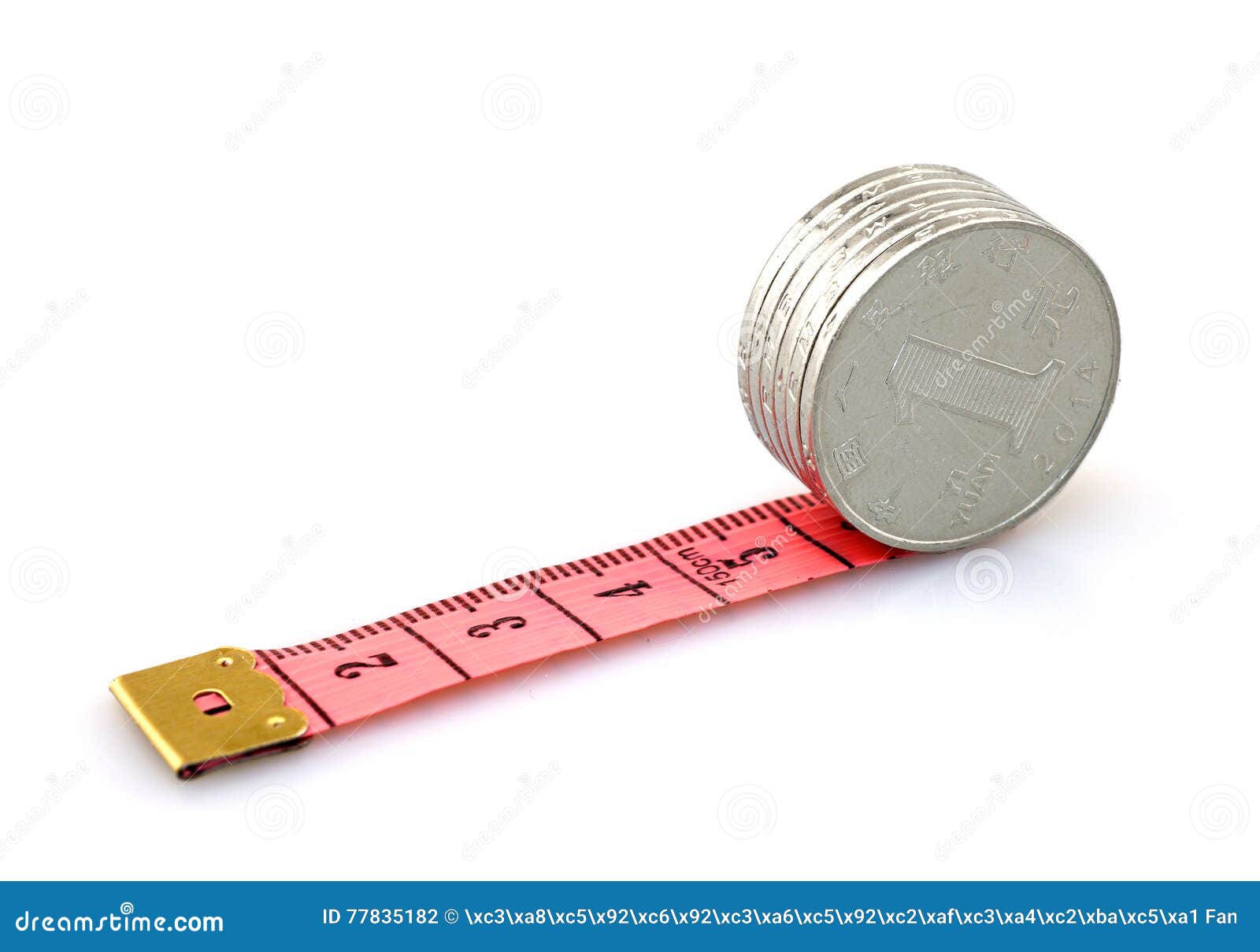 Stack of Coins with Tape Measuring Stock Photo - Image of coins ...