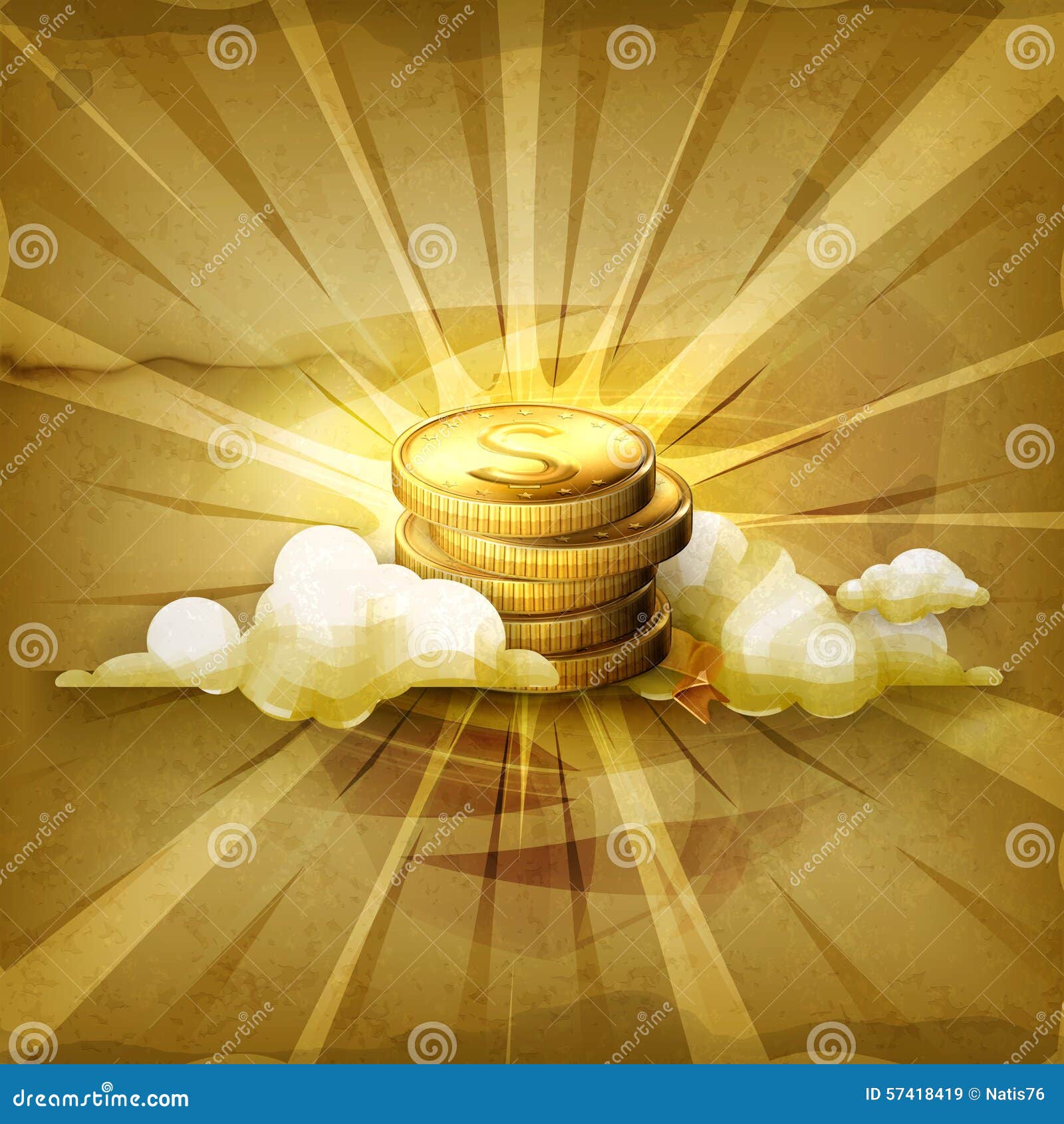 Stack of Coins, Vector Background Stock Vector - Illustration of retro ...