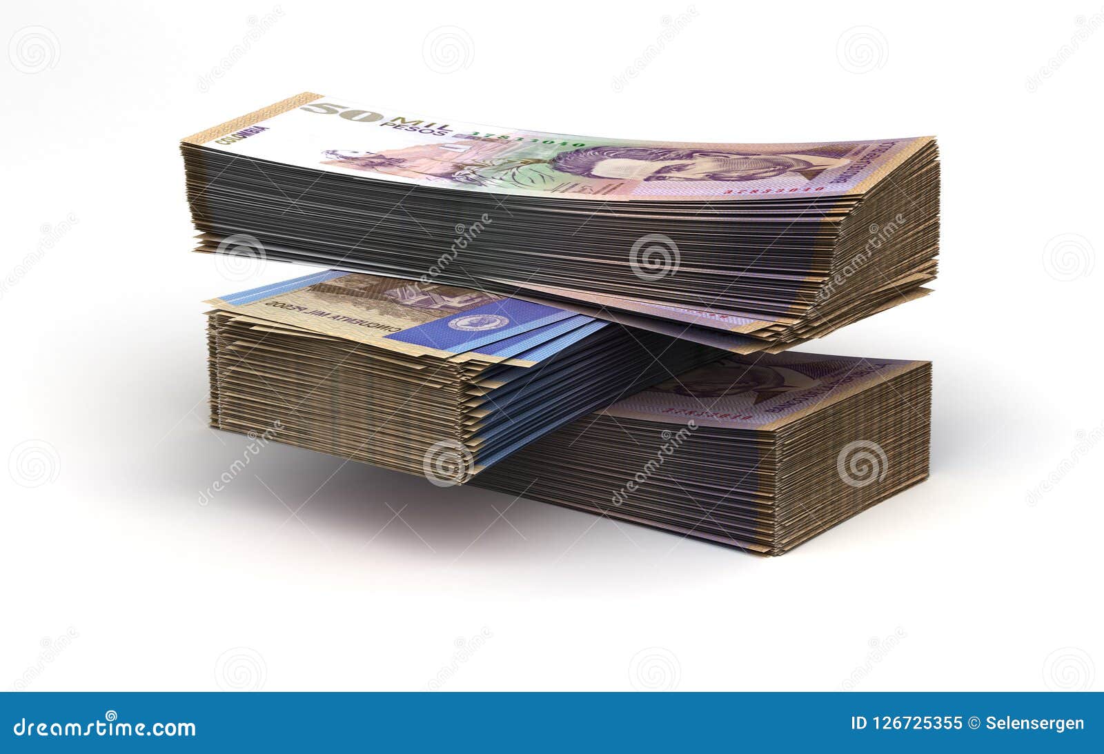 Stack of Colombian Pesos stock illustration. Illustration of sign ...