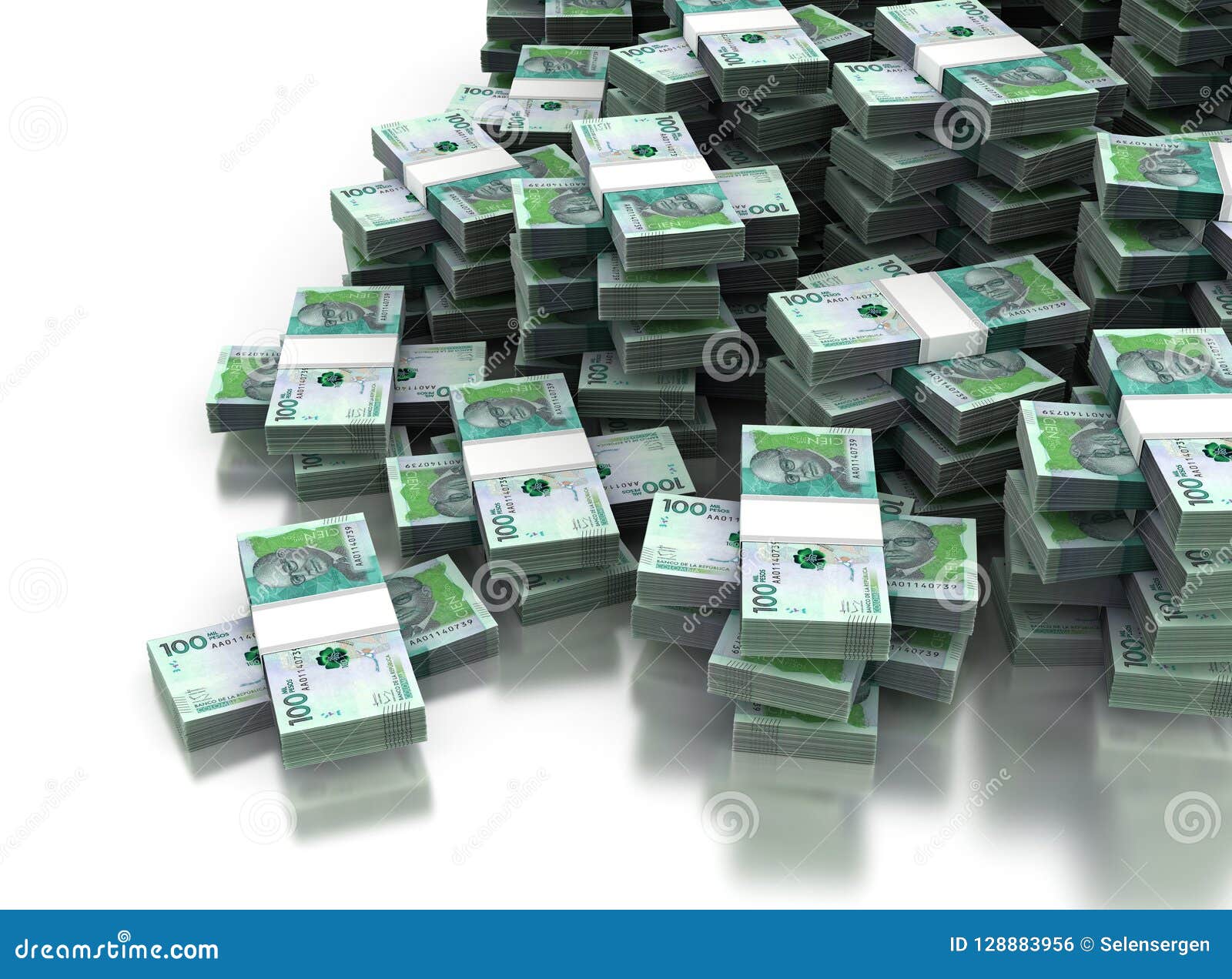 Stack of Colombian Pesos stock illustration. Illustration of number ...