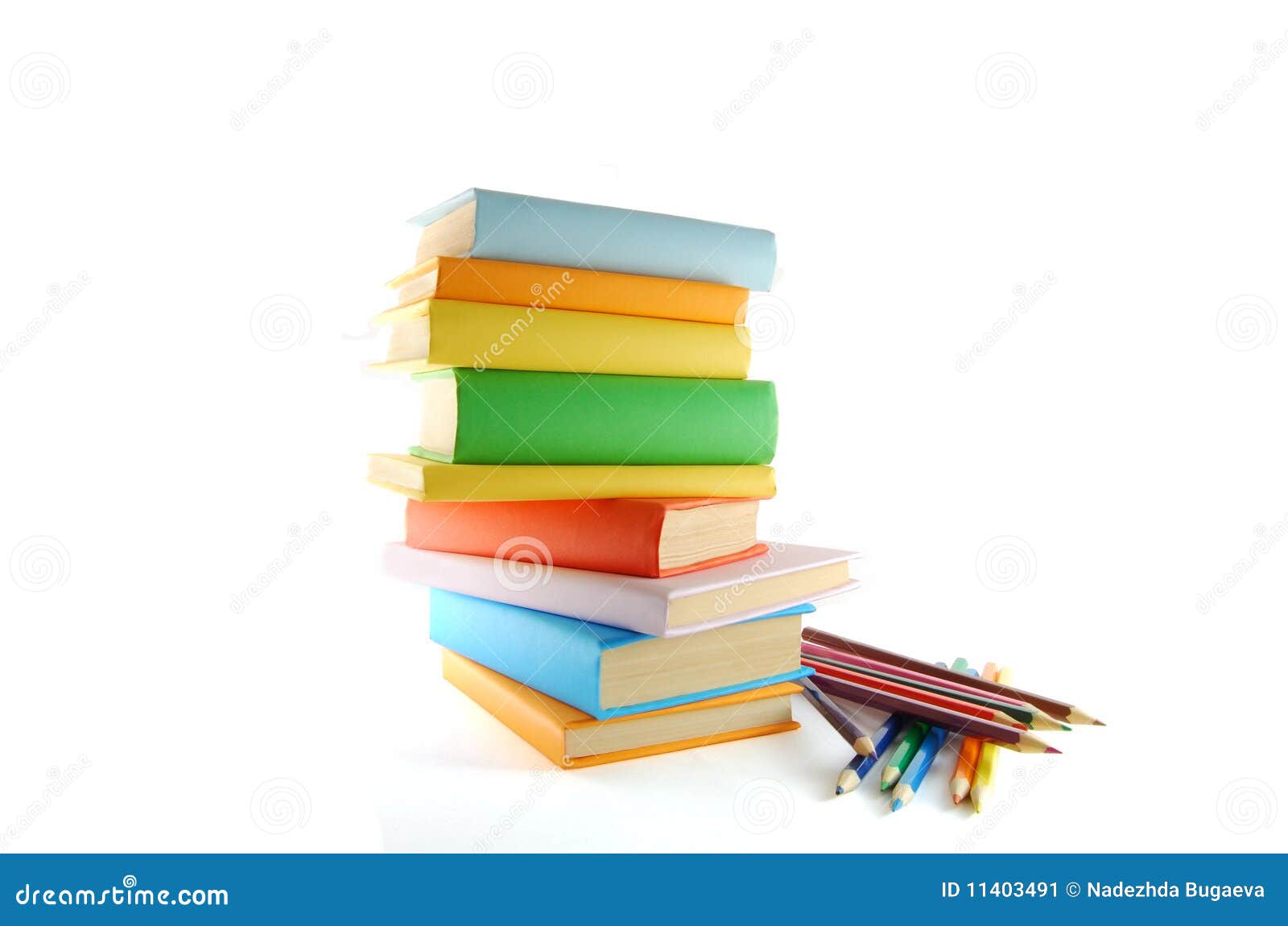 A Stack of Color Books and Pencils Stock Image - Image of education ...