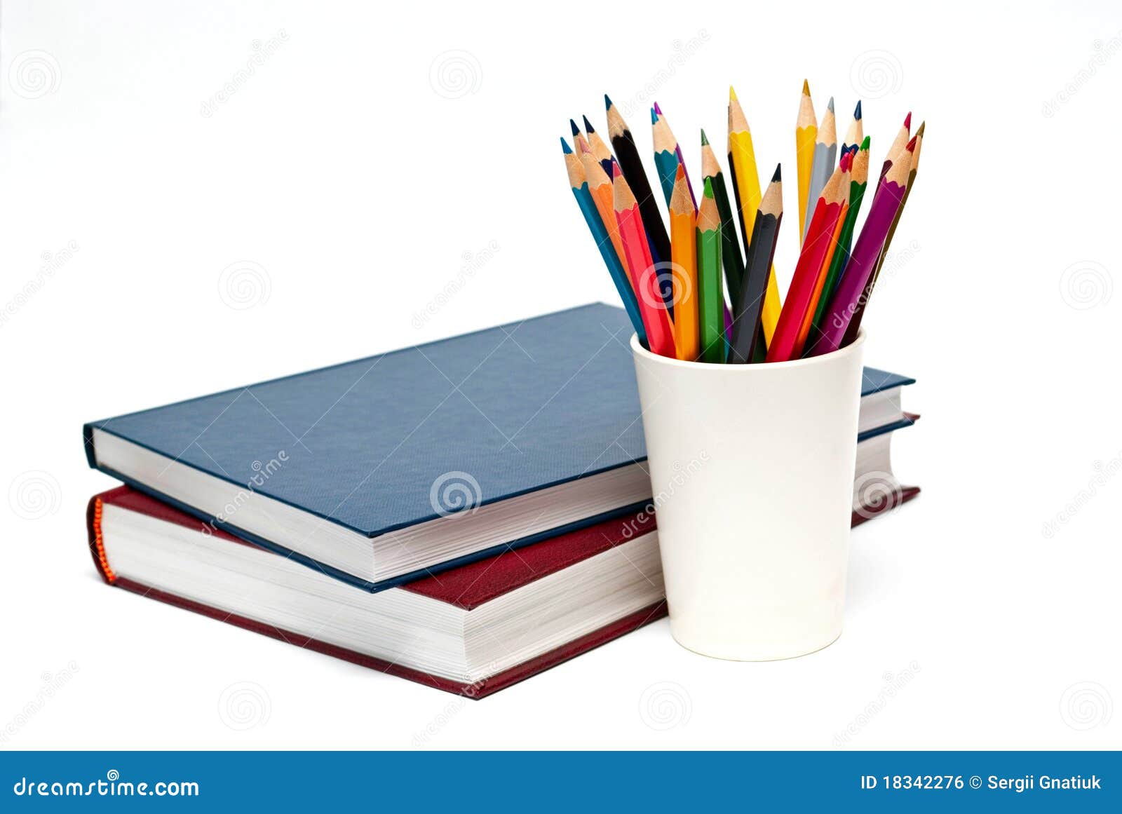 A Stack Of Color Books And Pencils Stock Illustration - Illustration of ...