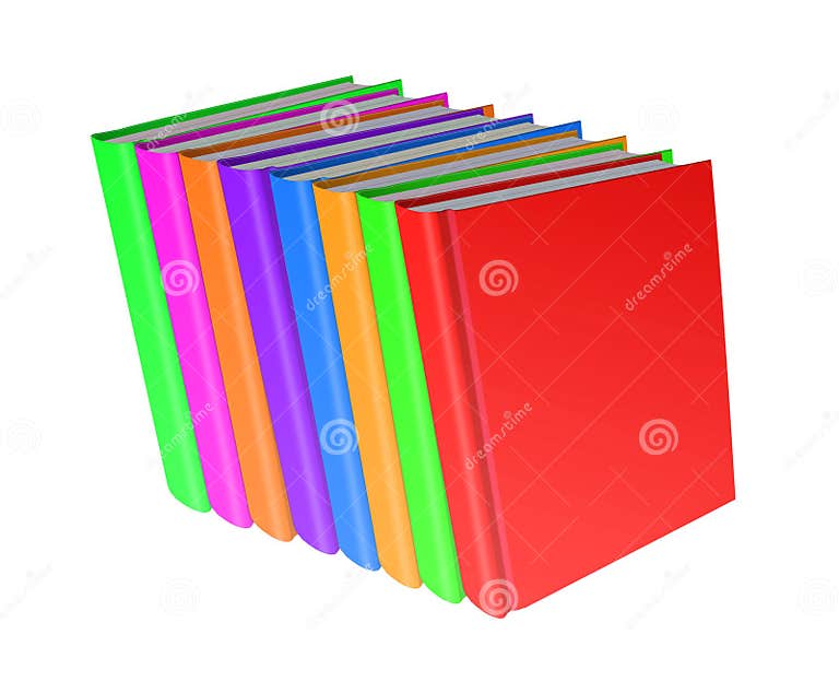 Stack of Color Books on White Background, 3d Illustration Stock ...