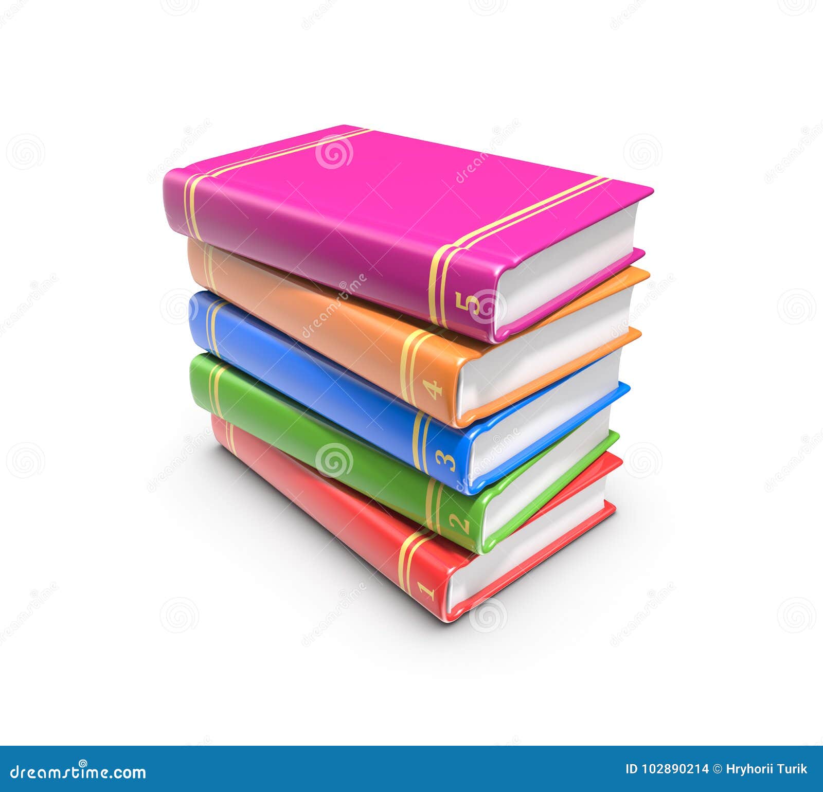 Stack of Color Books on White Background. Stock Illustration ...