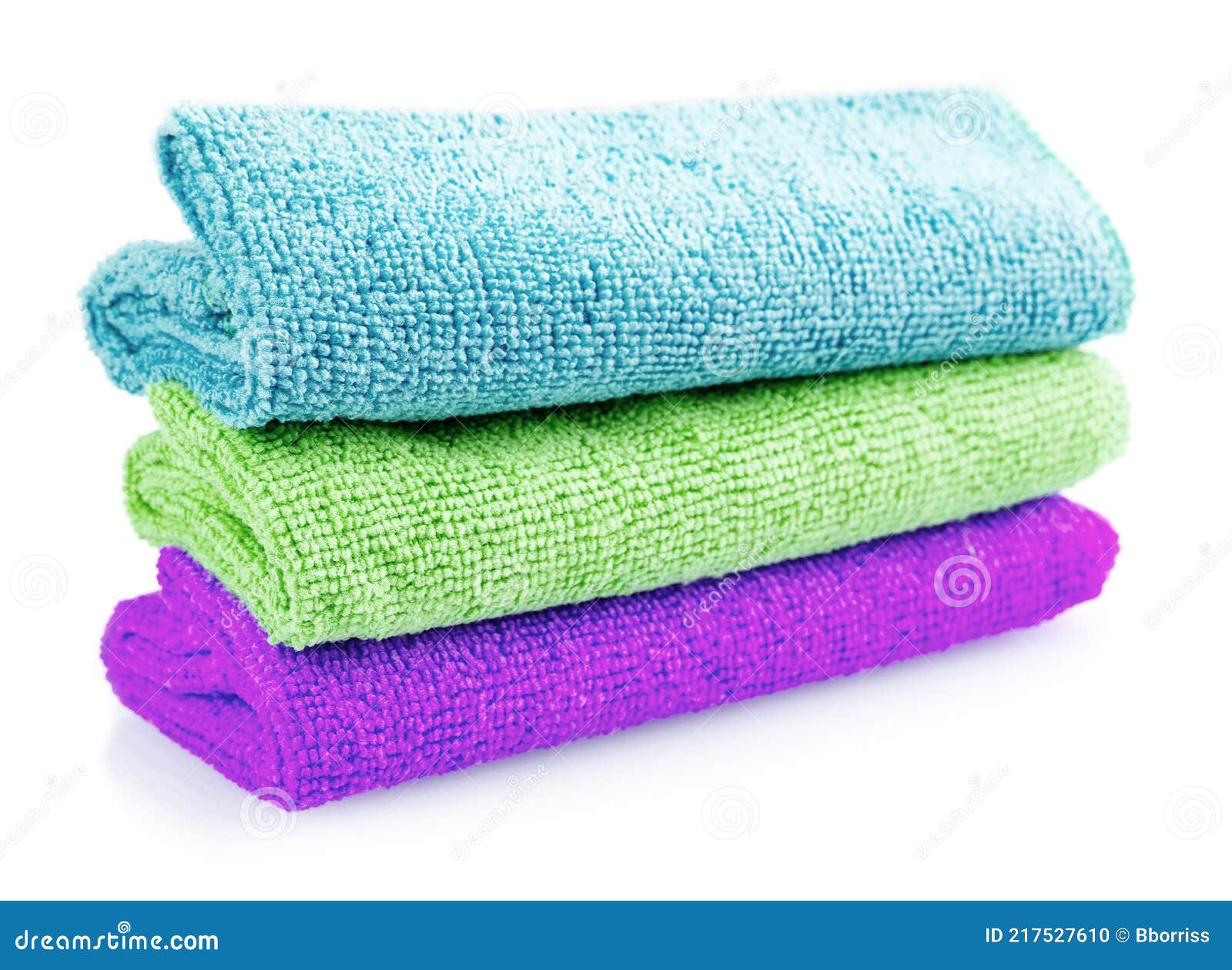 Stack of Color Microfiber Cloths Isolated on White Background Stock ...