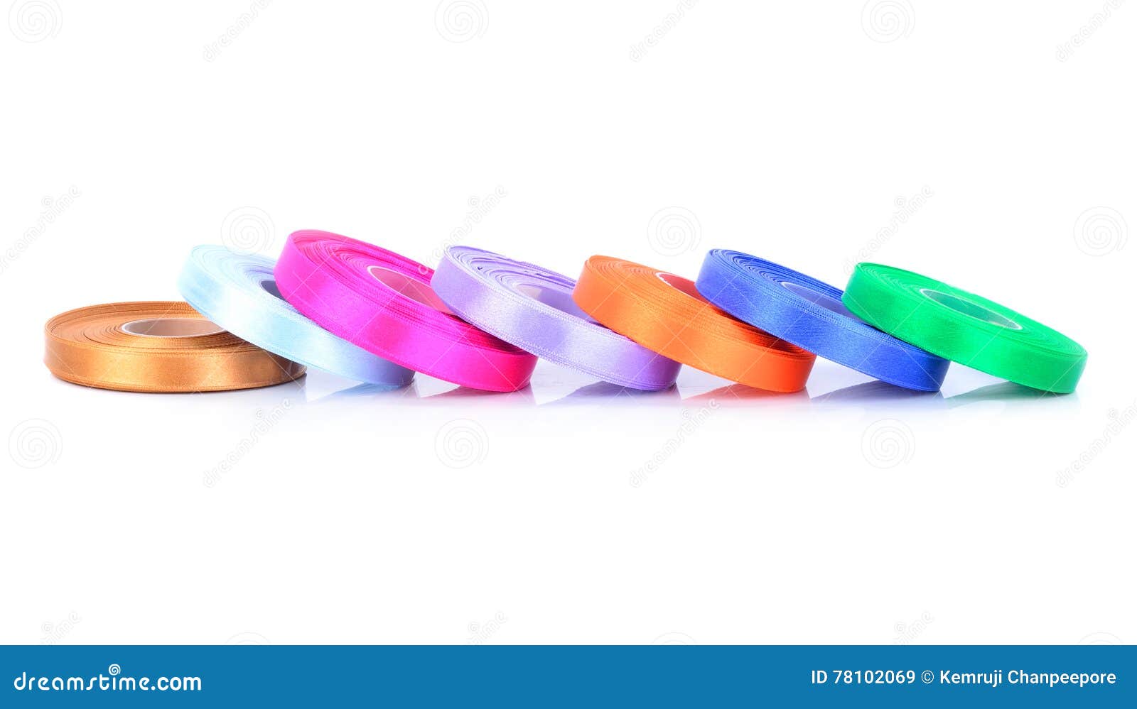 Stack of Color Ribbons, Isolated Stock Image - Image of craft ...
