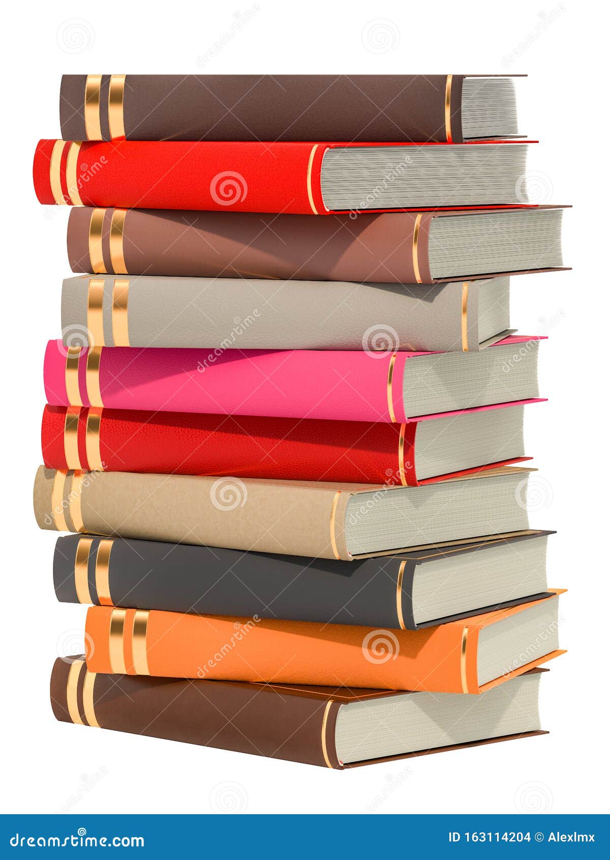 Stack of Colored Books, 3D Rendering Stock Illustration - Illustration ...