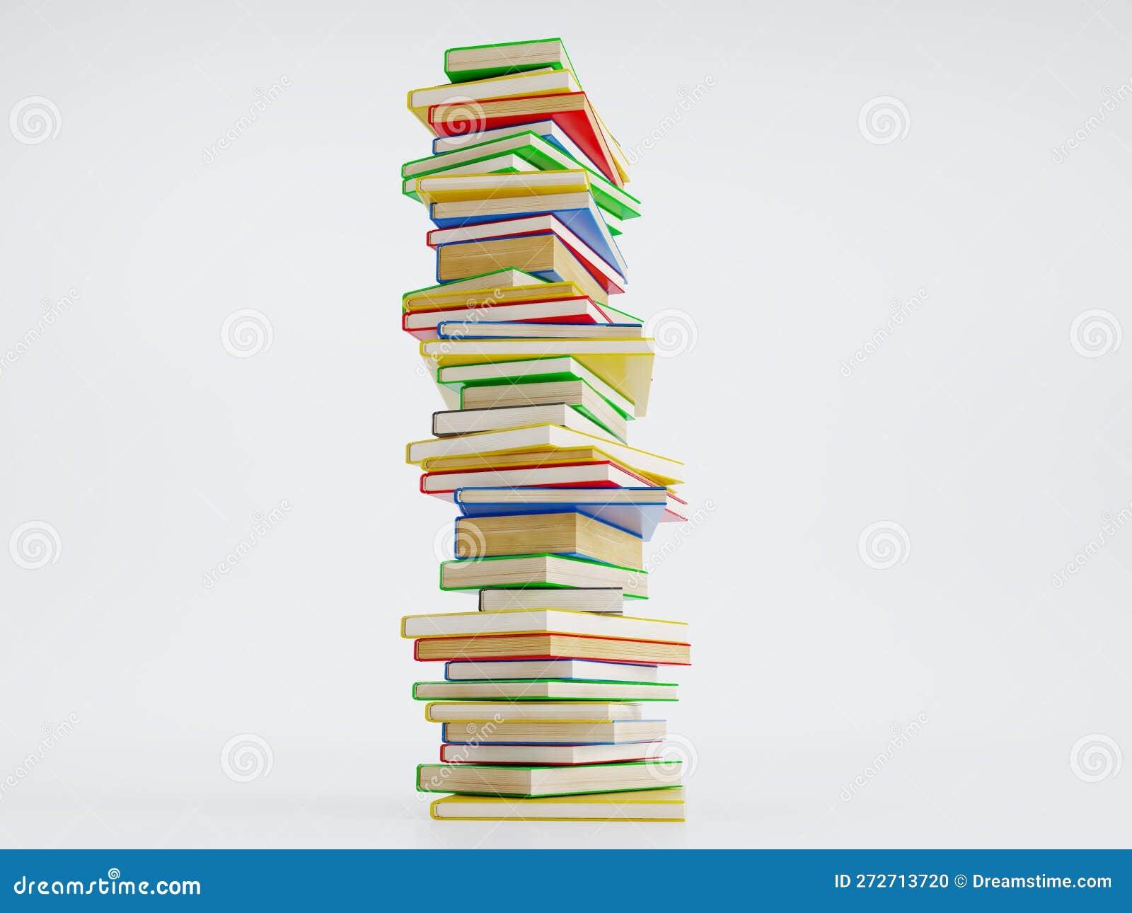 Stack of Colored Books Isolated on White Background, Back Oncept, Back ...