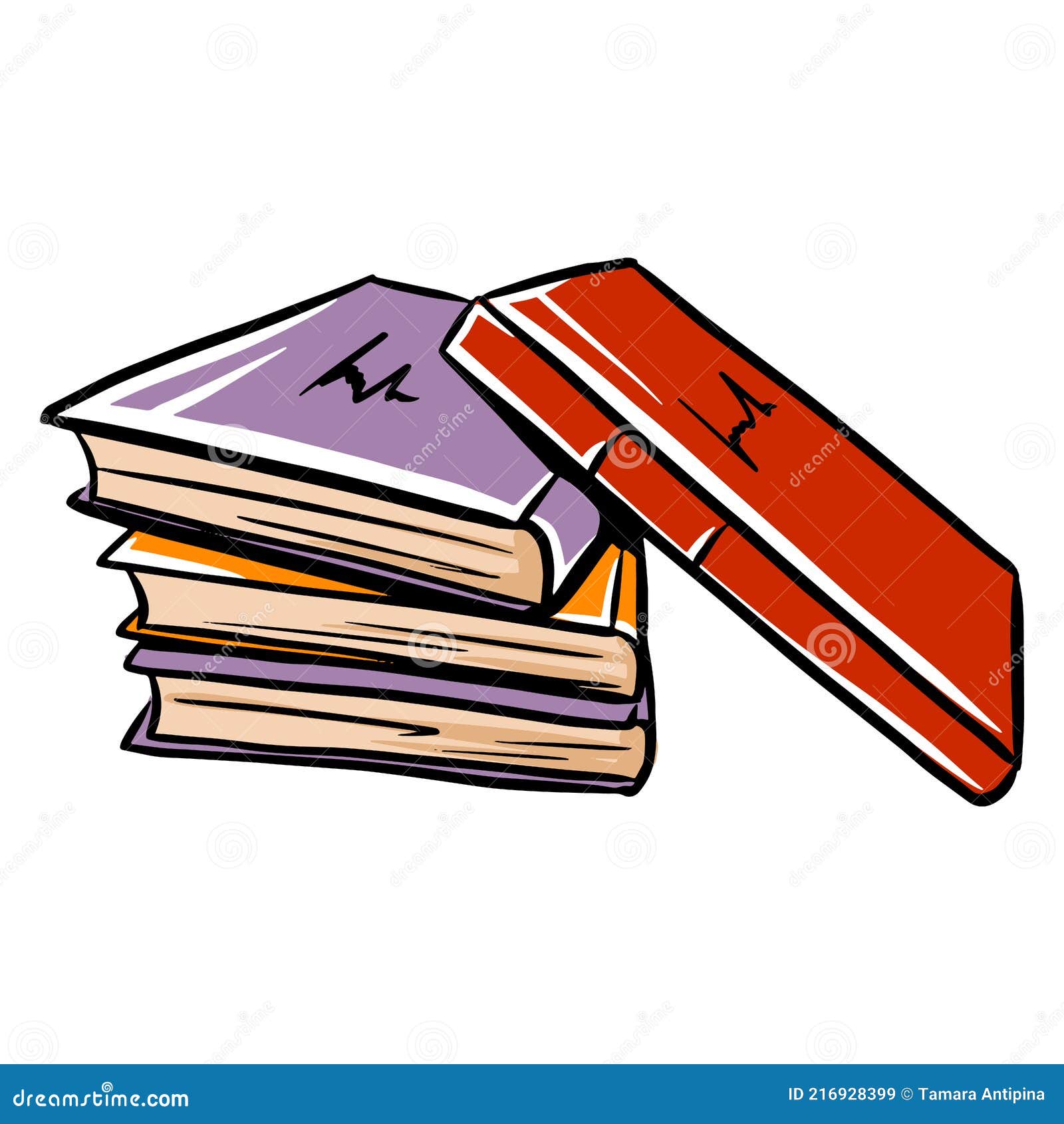 A Stack of Colored Books. Textbooks for Teaching. Books. Cartoon Style ...