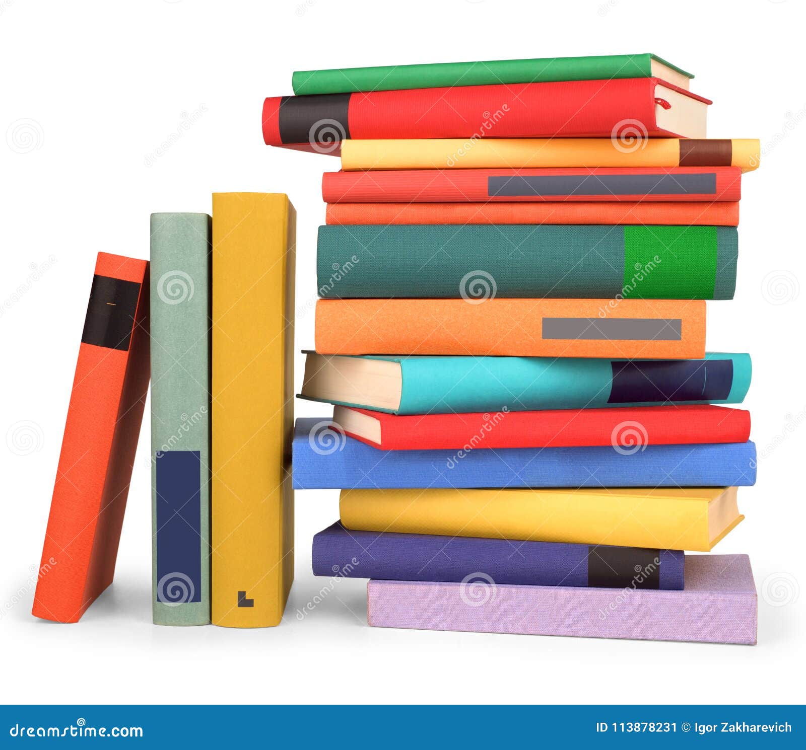 A Stack of Colored Books on a White Stock Image - Image of analyze ...