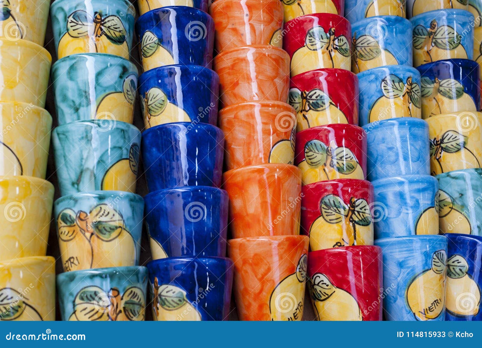Stack of colored cups stock image. Image of coast, colors - 114815933