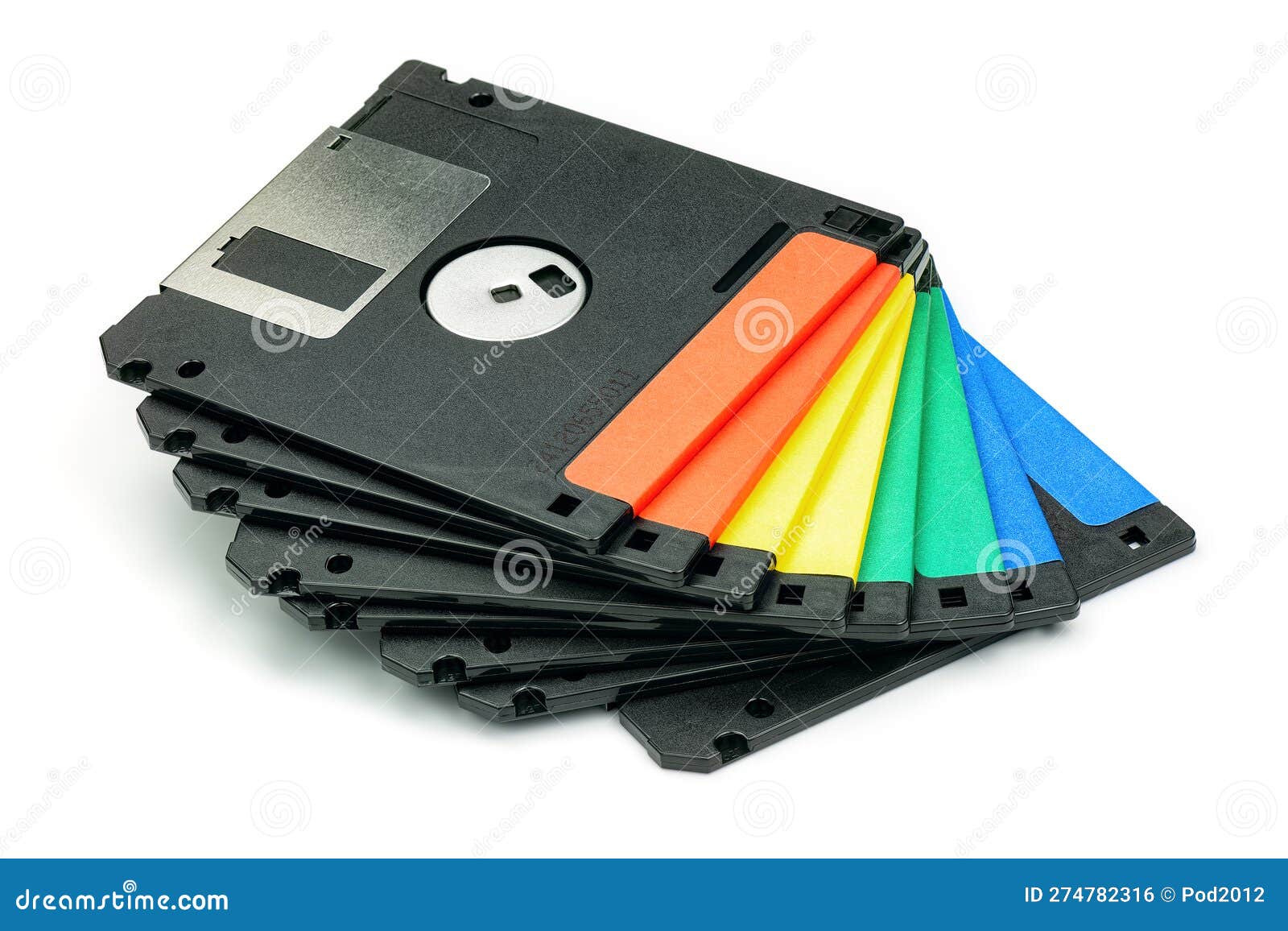 Stack of Colored Floppy Diskettes Top View Isolated on White Background ...