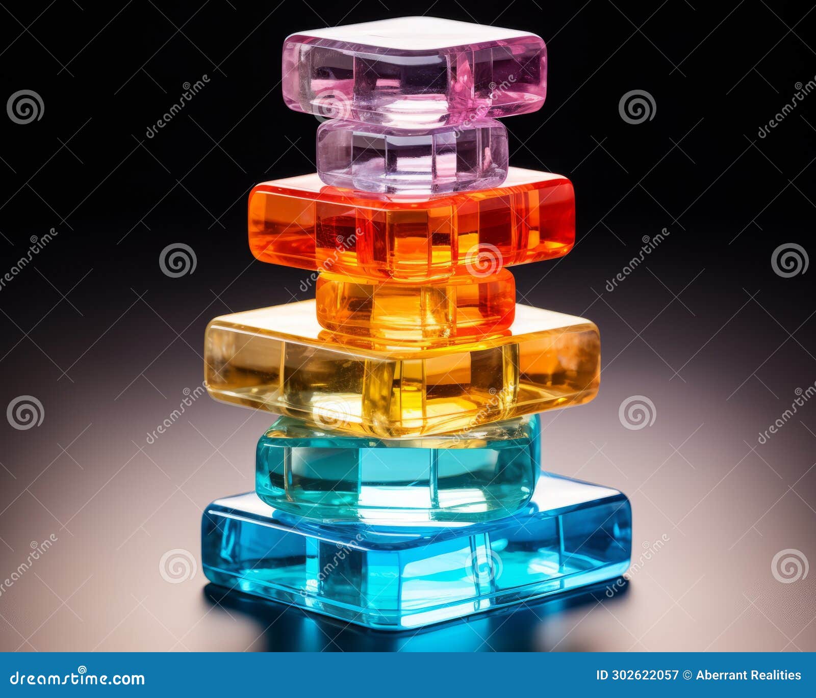 A Stack of Colored Glass Cubes Sitting on Top of Each Other Stock ...