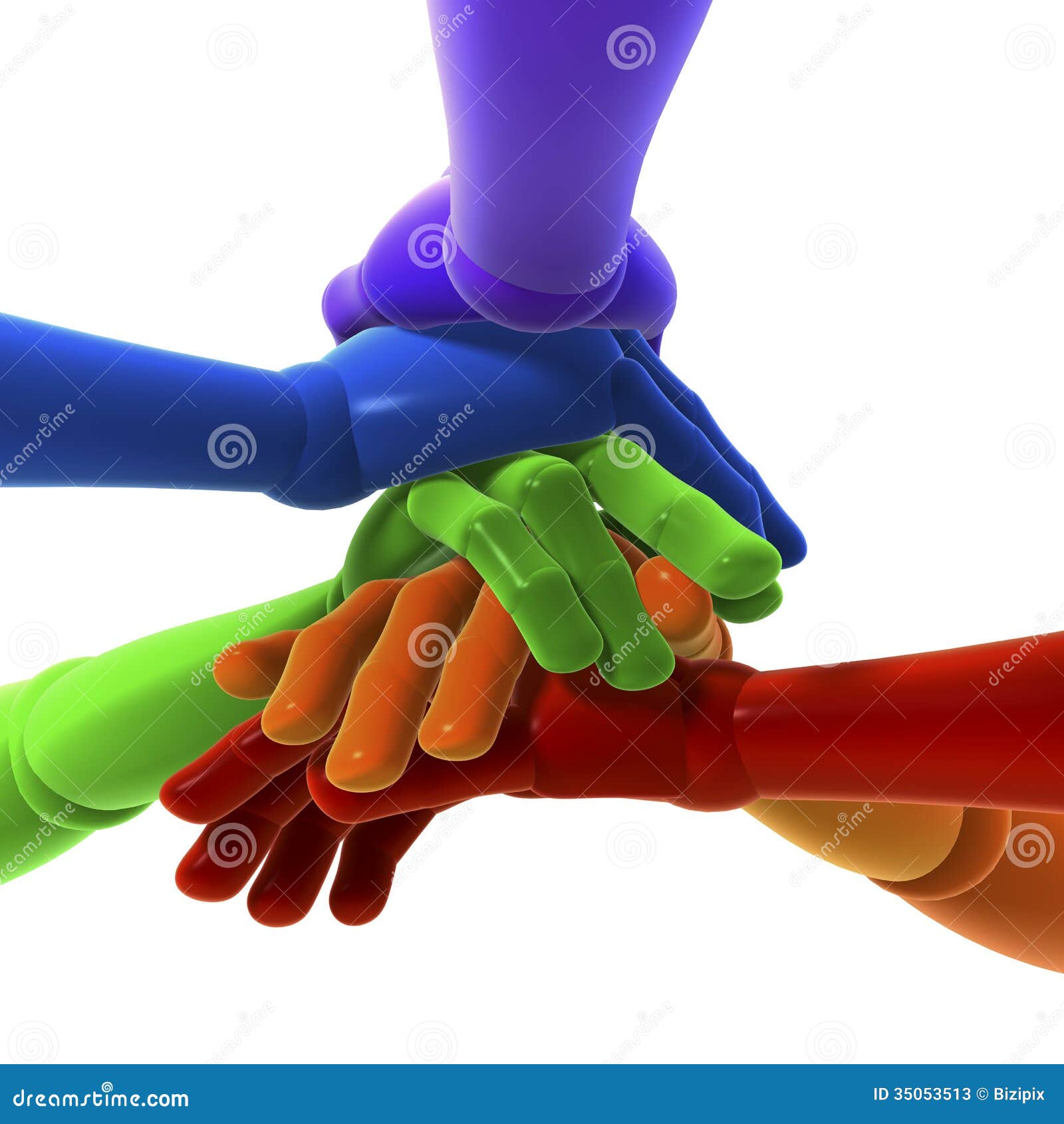 Stack of colored hands stock image. Image of motivate - 35053513
