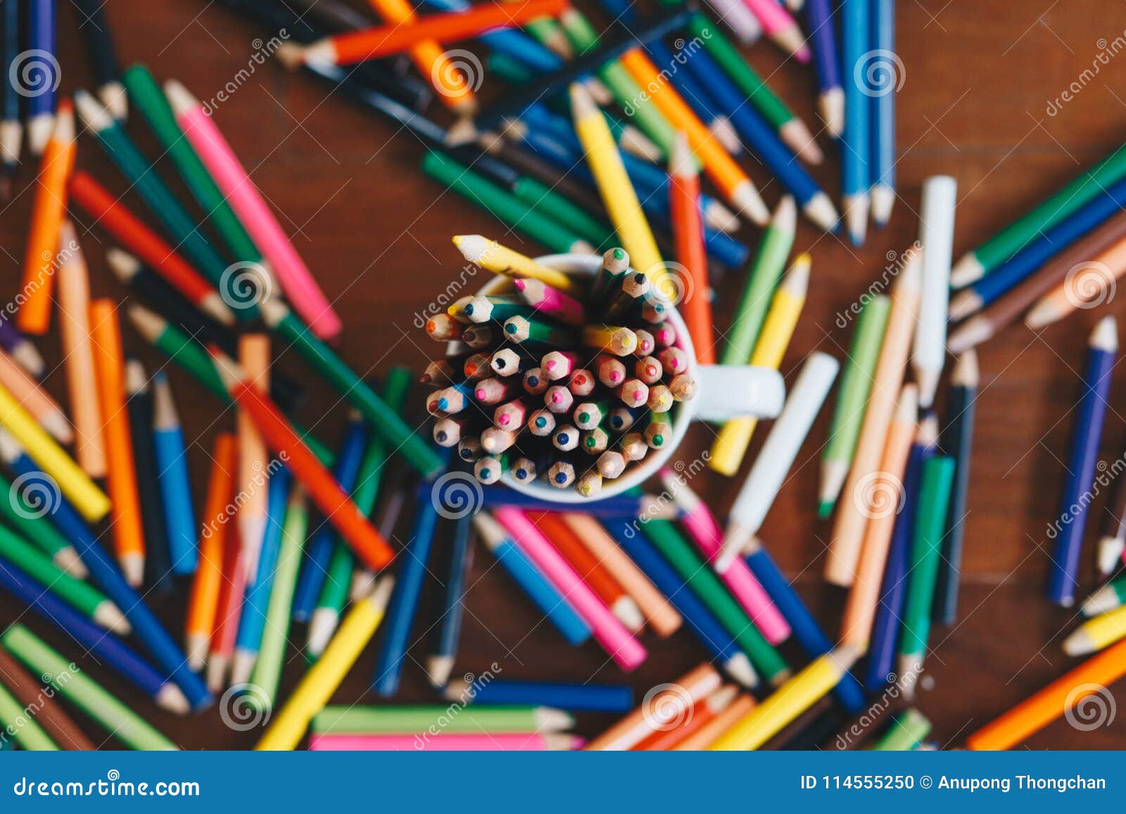Stack of Colored Pencils in a Glass Stock Photo - Image of colorful ...