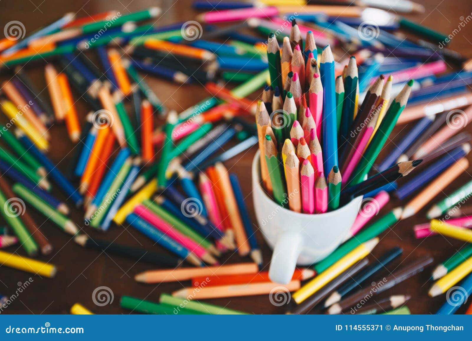 Stack of Colored Pencils in a Glass Stock Image - Image of group ...