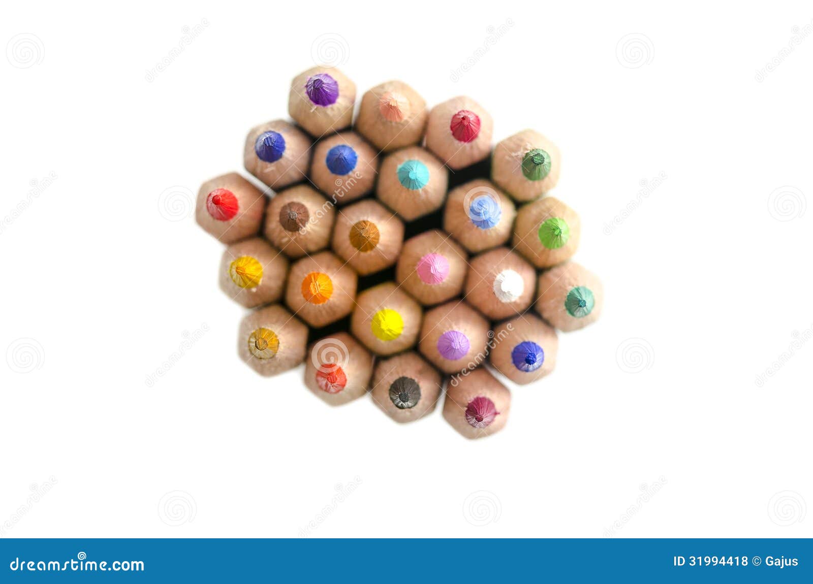 Stack of colored pencils stock photo. Image of pointing - 31994418