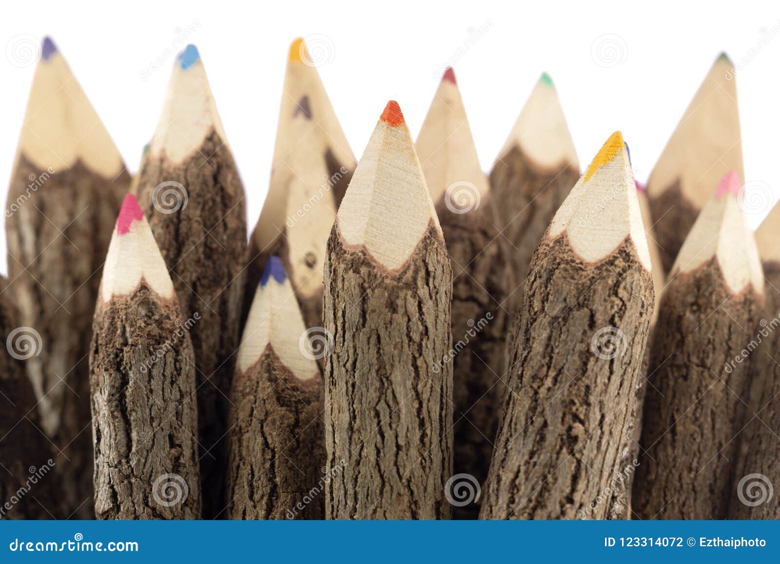 Stack of Colored Pencils on White Background. Selective Focus Stock ...