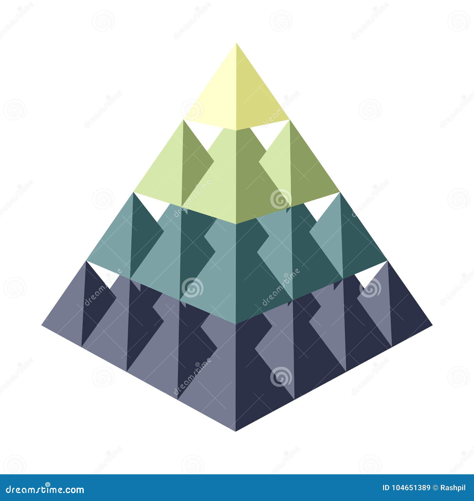 Stack of Colored Pyramids that Makes Another Pyramid Stock Illustration ...