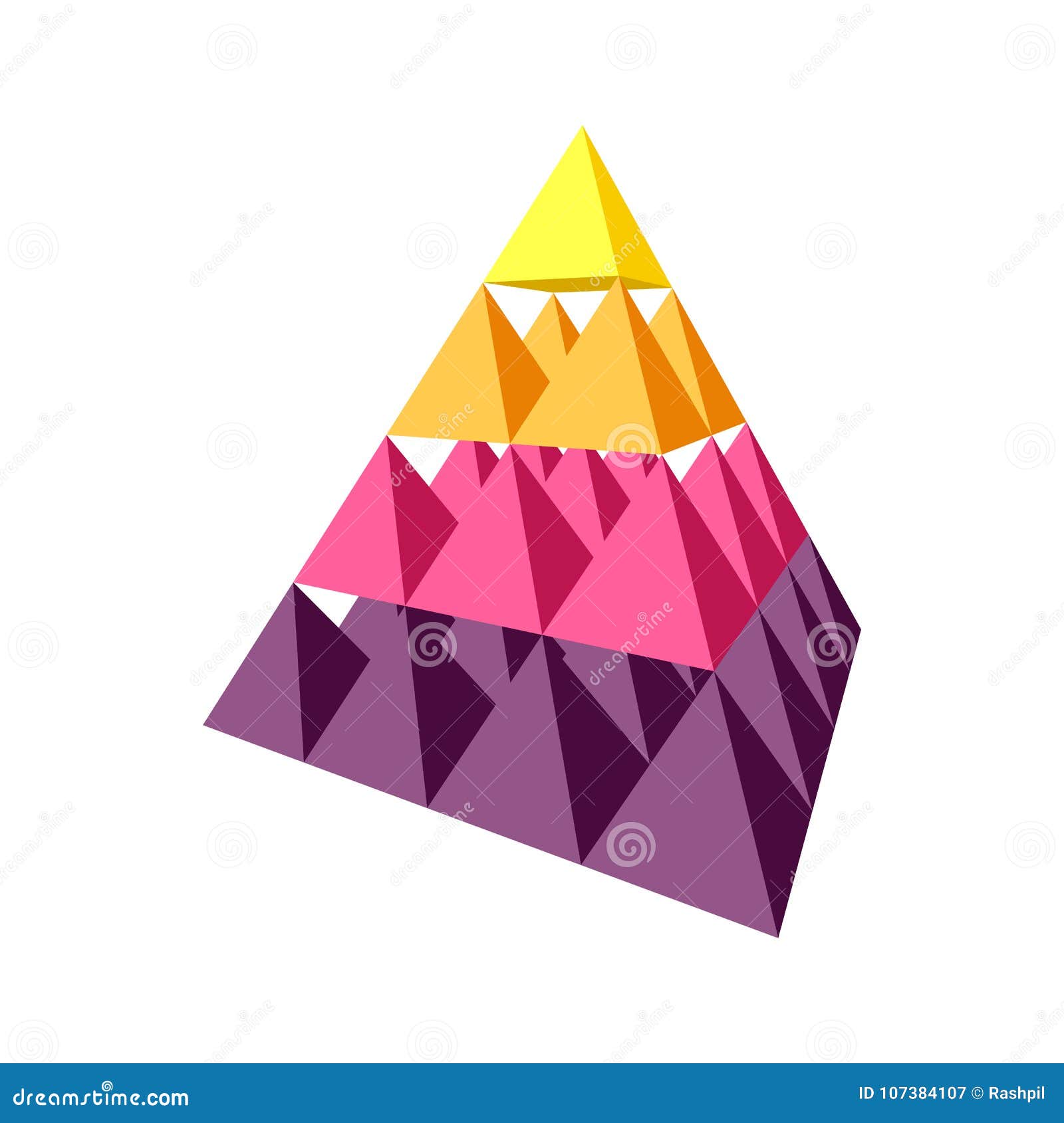 Stack of Colored Pyramids that Makes Another Pyramid Stock Illustration ...