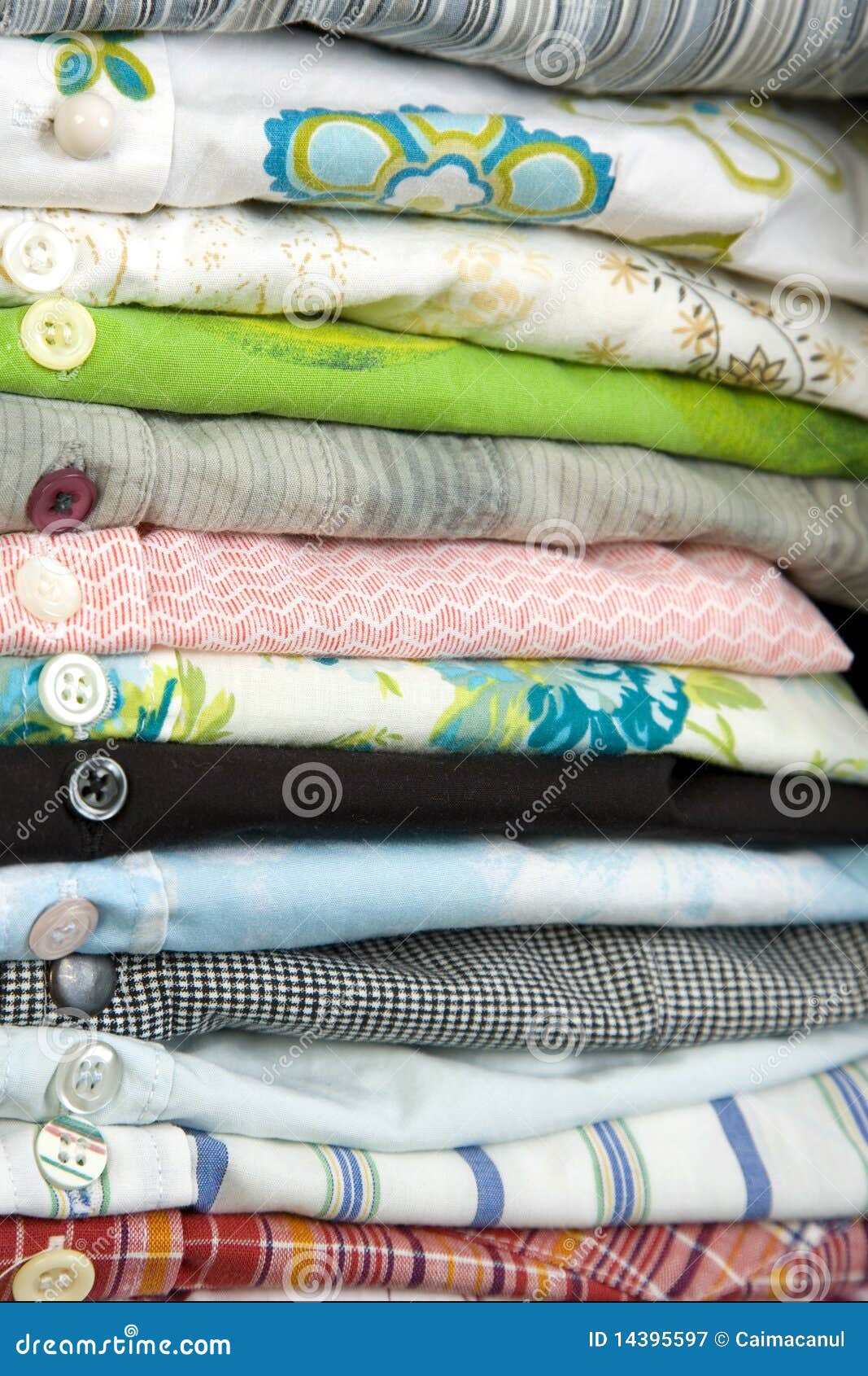 Stack of Colored Shirt, Details of Buttons Stock Image - Image of bulk ...