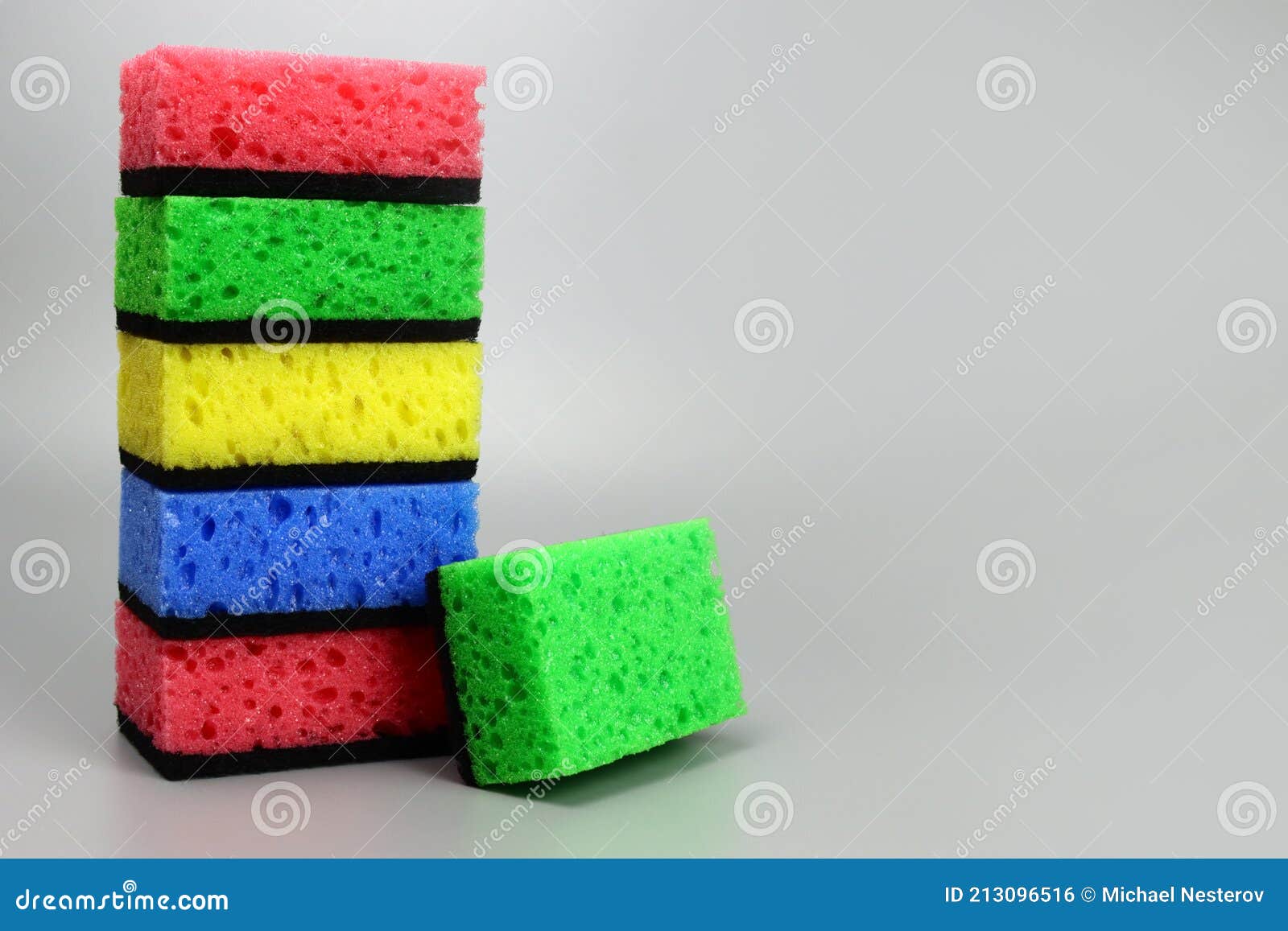 Stack of Colored Sponges for Washing Dishes or Cleaning the House. Copy ...