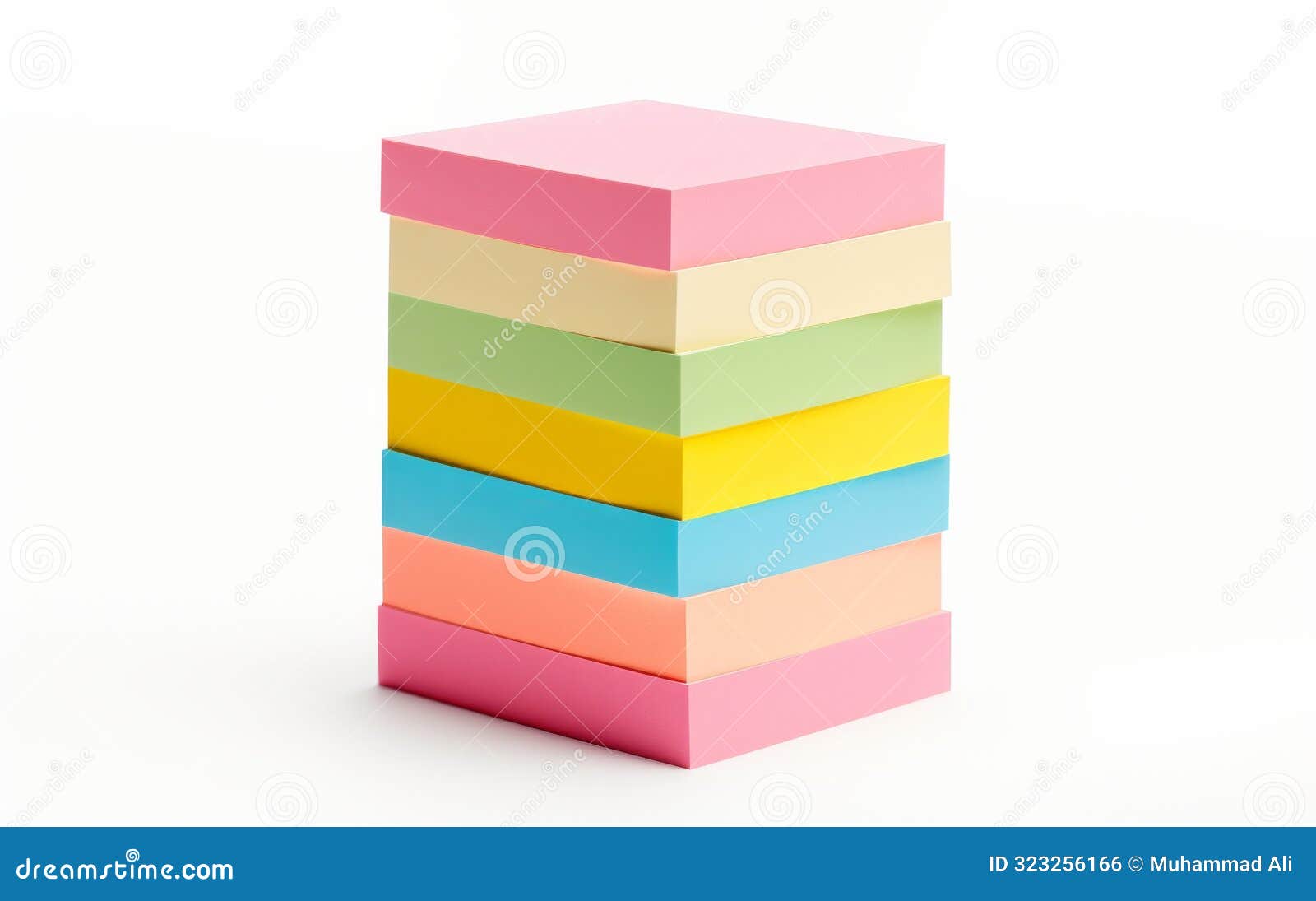 A Stack of Colored Sticky Notes on White Background Stock Photo - Image ...